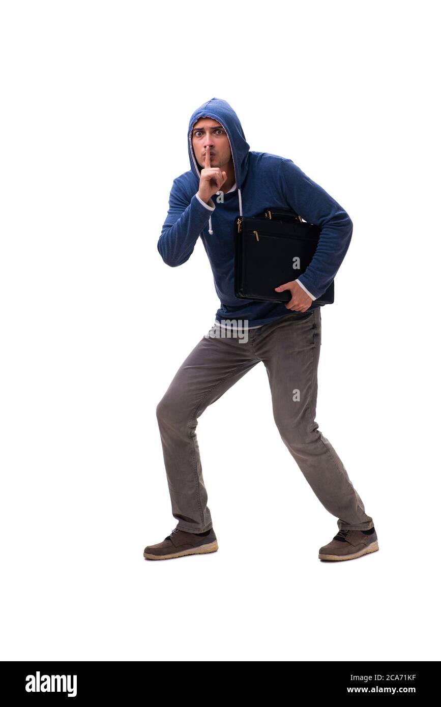 Young male bandit isolated on white background Stock Photo - Alamy