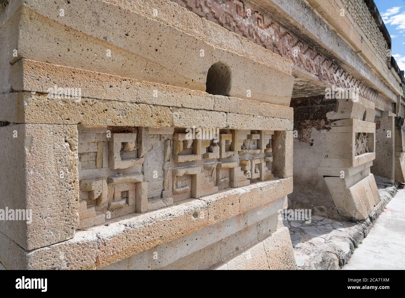 Stone fretwork panels on the front of the Palace, Building 7, in the ...