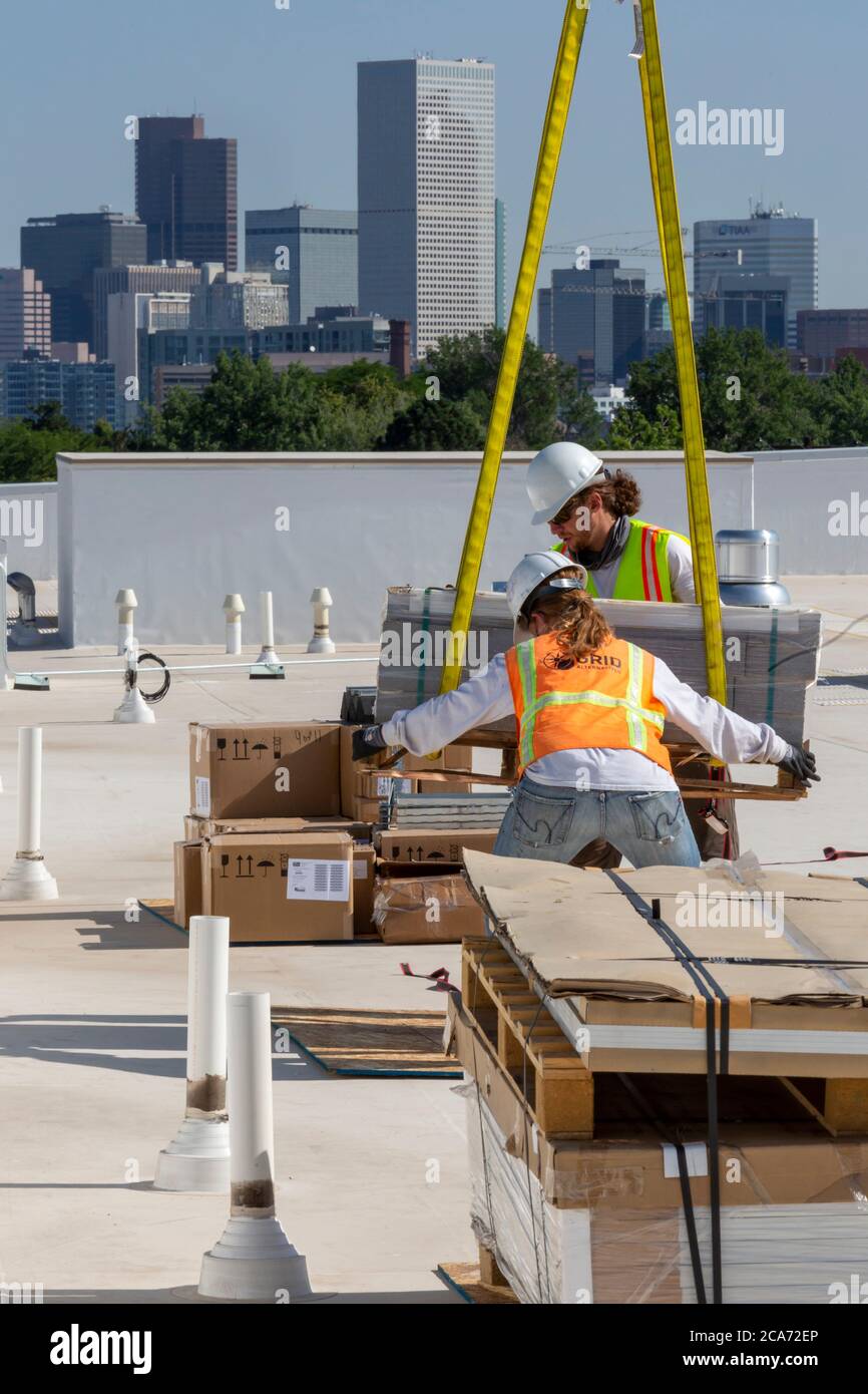 Denver, Colorado - Solar panels and other equipment for a solar energy ...
