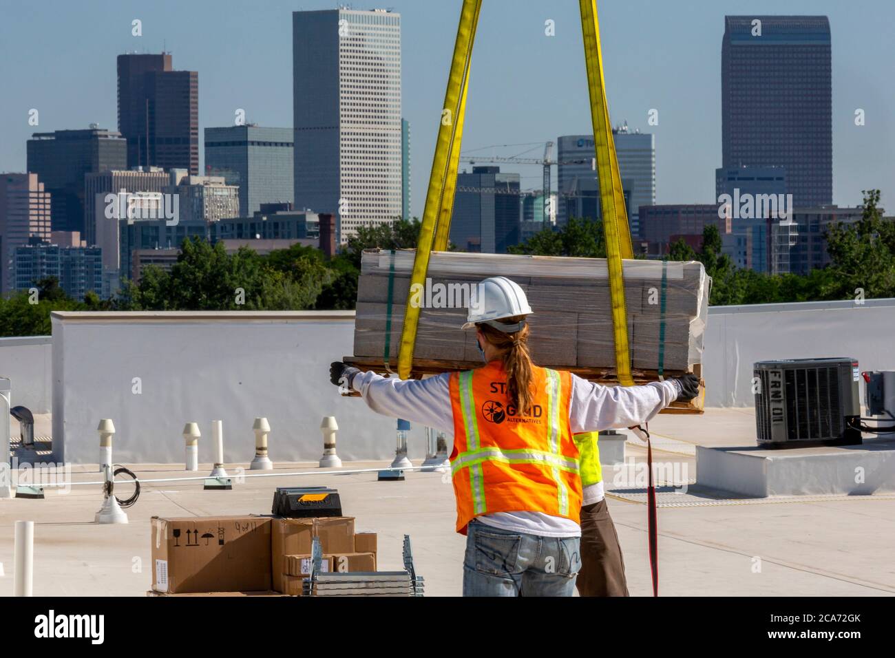 Denver, Colorado - Solar panels and other equipment for a solar energy ...