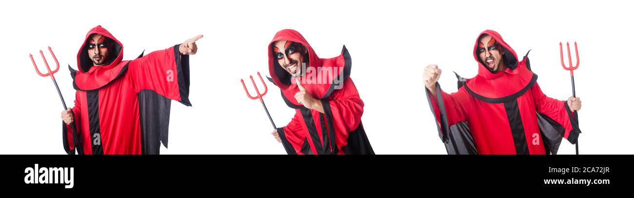 The man devil in red costume Stock Photo - Alamy