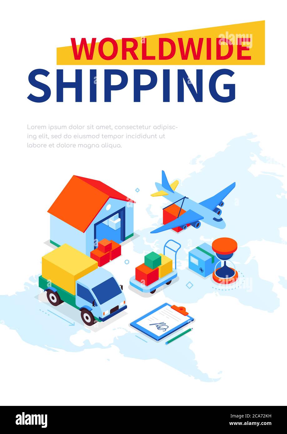 Worldwide shipping - modern colorful isometric web banner Stock Vector ...