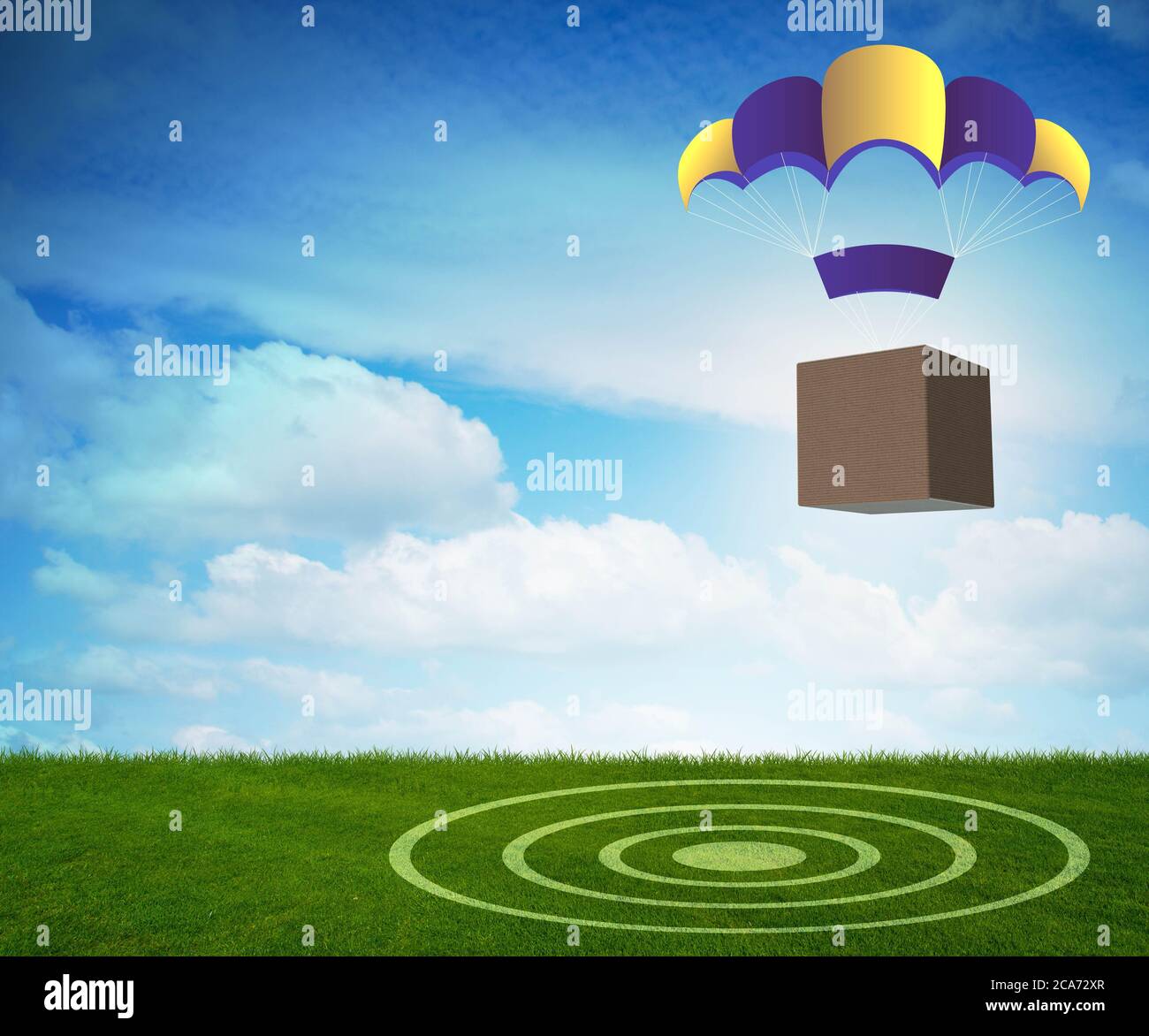 The delivery of boxes concept with parachute Stock Photo - Alamy