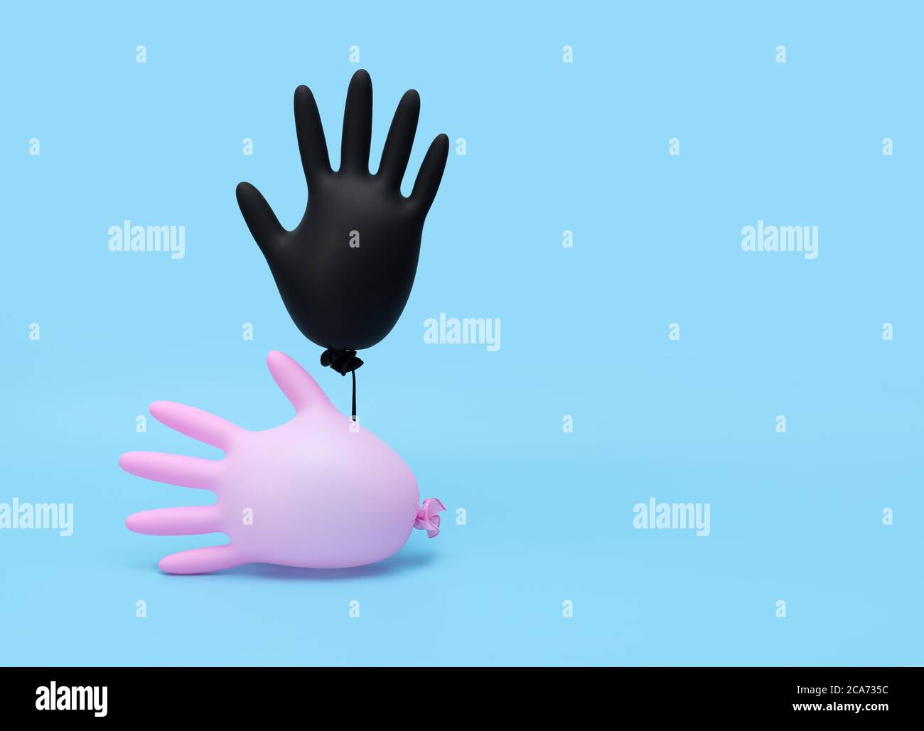 Surgical inflated gloves on a blue background. Prevention of ...
