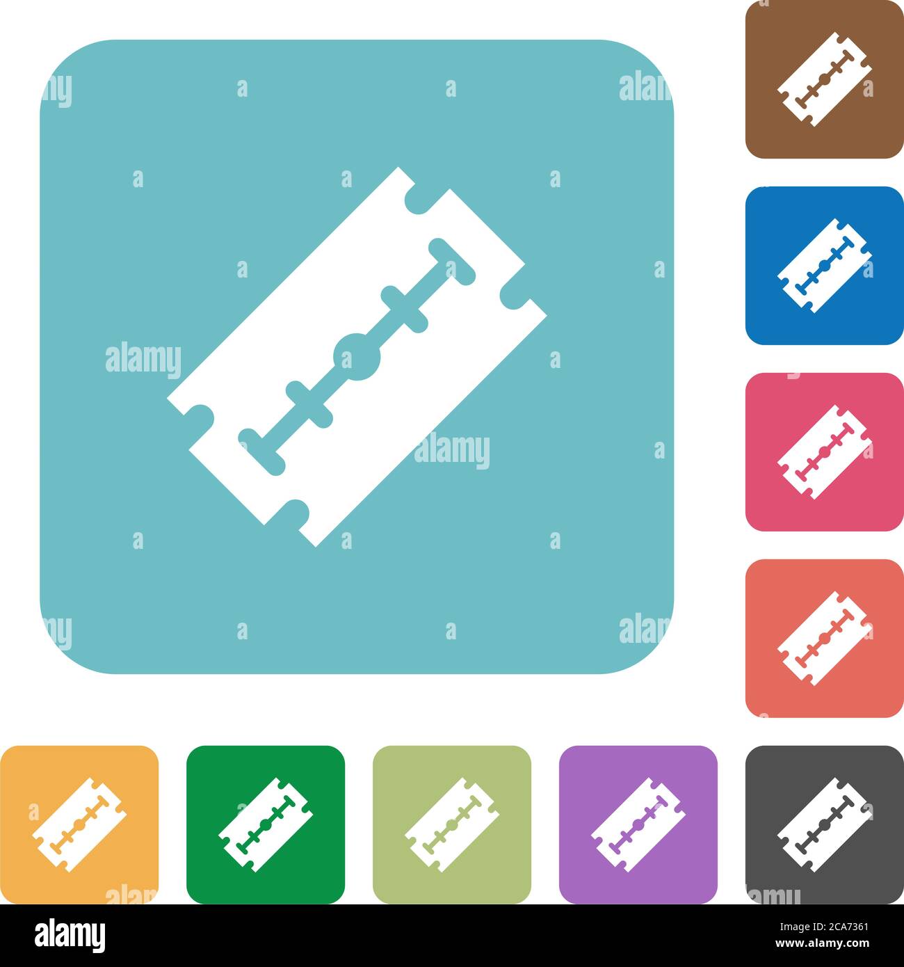 Razor blade white flat icons on color rounded square backgrounds Stock ...