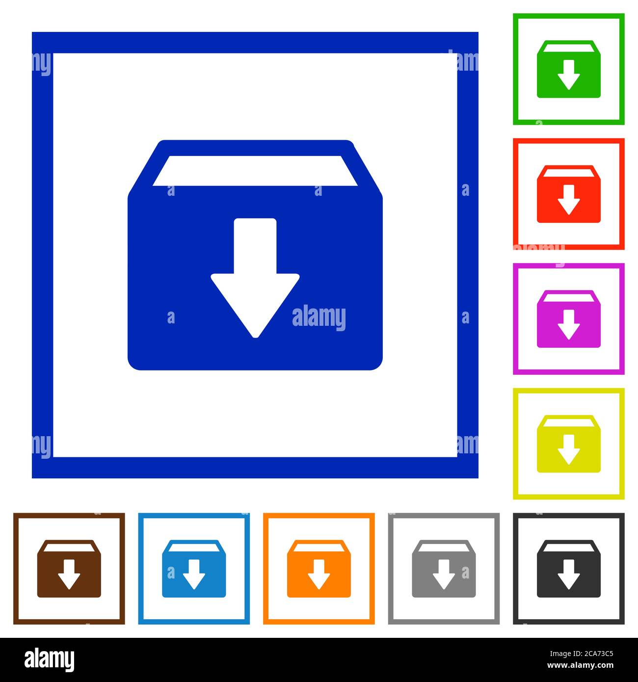 Archive flat color icons in square frames on white background Stock ...