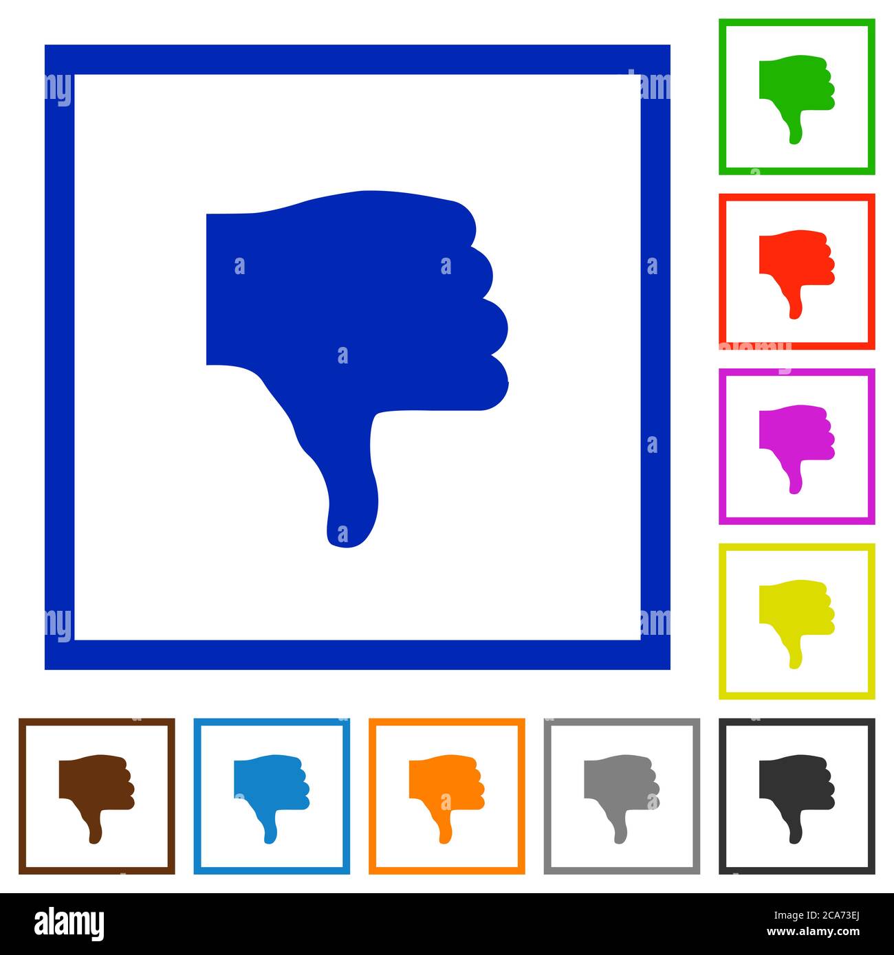 Thumbs down flat color icons in square frames on white background Stock ...