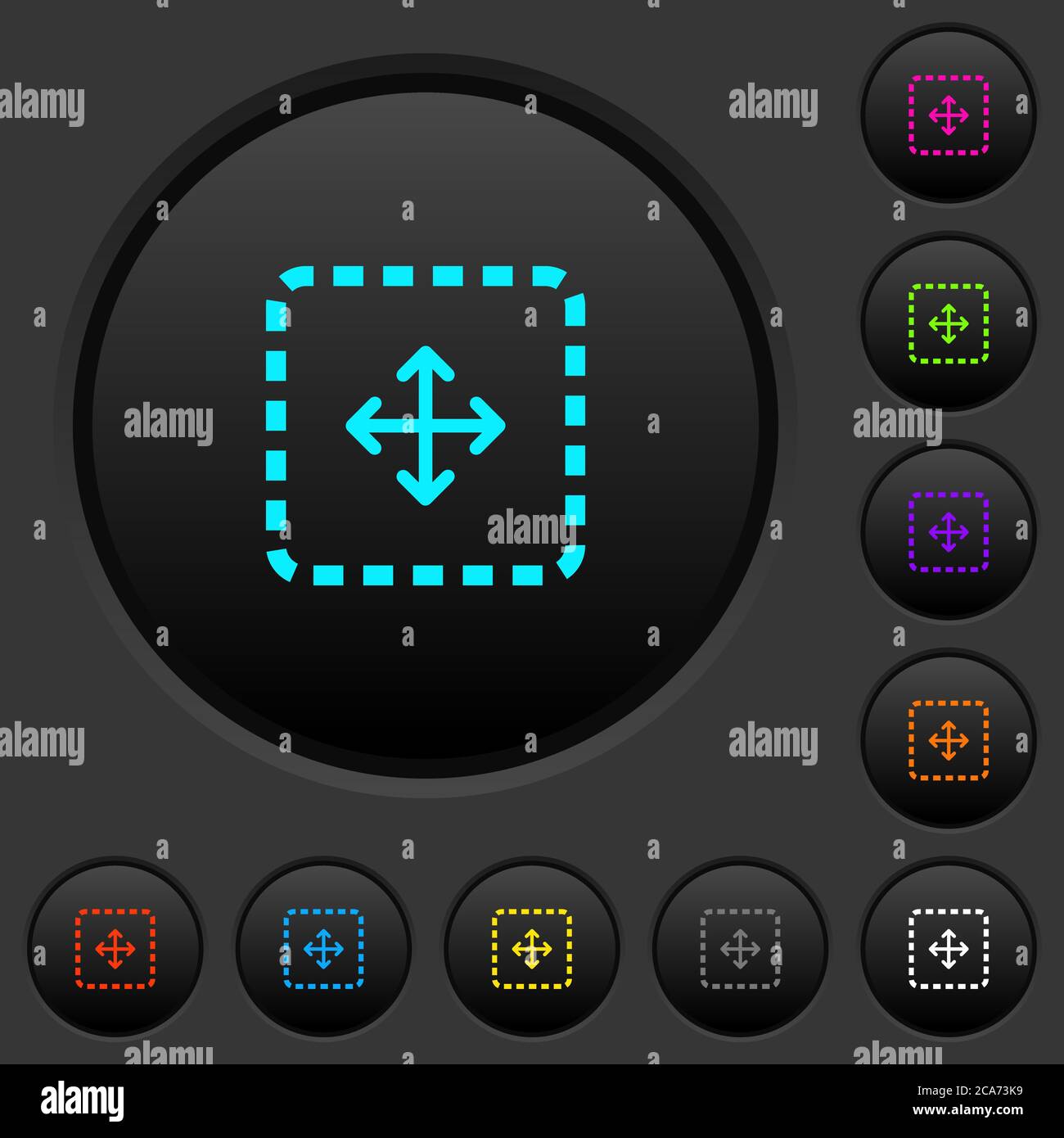 Drag object dark push buttons with vivid color icons on dark grey background Stock Vector Image ...