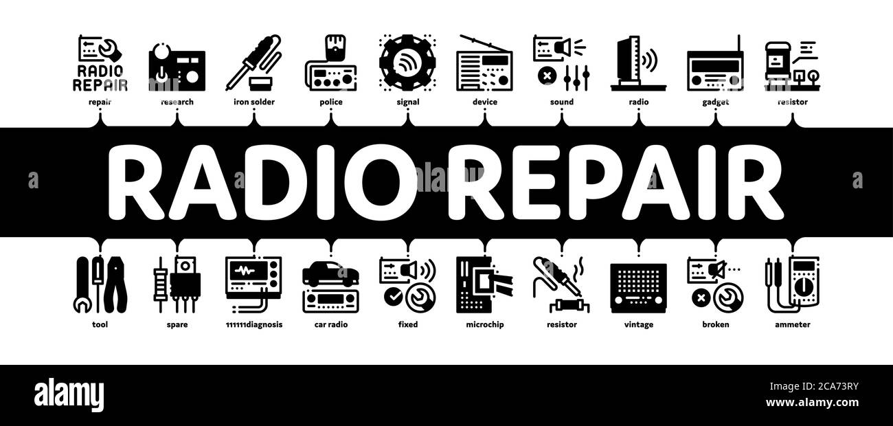 Radio Repair Service Minimal Infographic Banner Vector Stock Vector ...