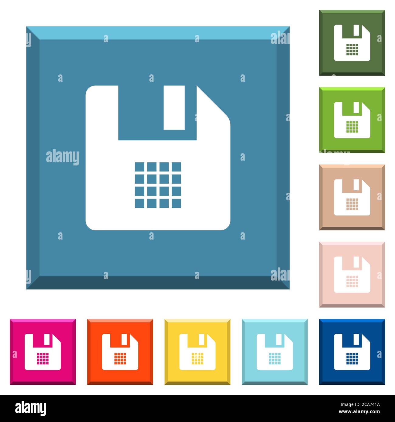 File grid view white icons on edged square buttons in various trendy ...