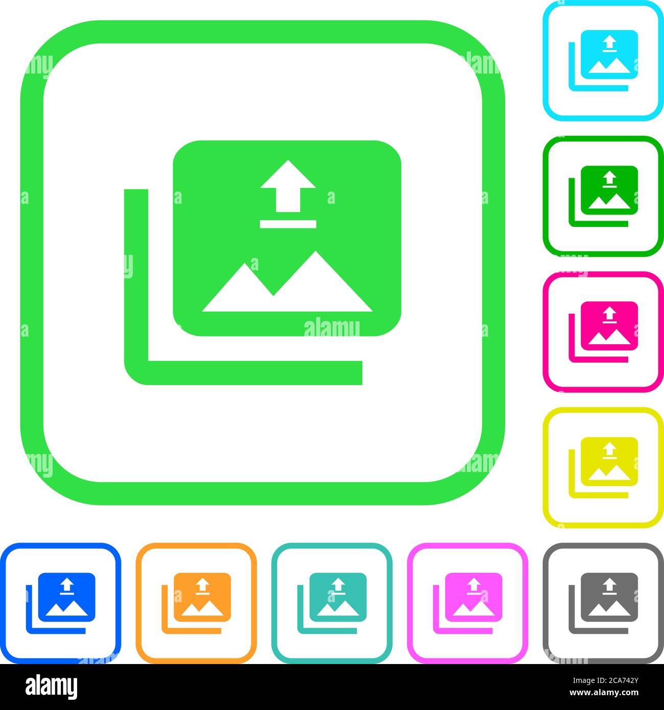 Upload multiple images vivid colored flat icons in curved borders on ...