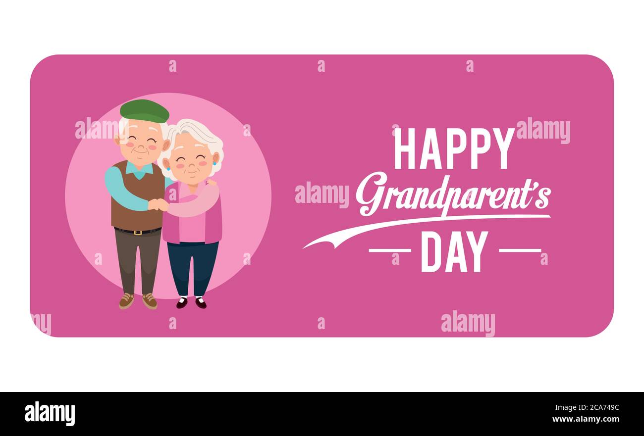 happy grandparents day card with old couple vector illustration design ...