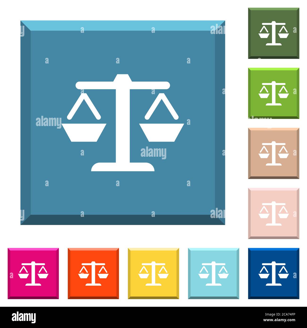 Weight balance white icons on edged square buttons in various trendy ...