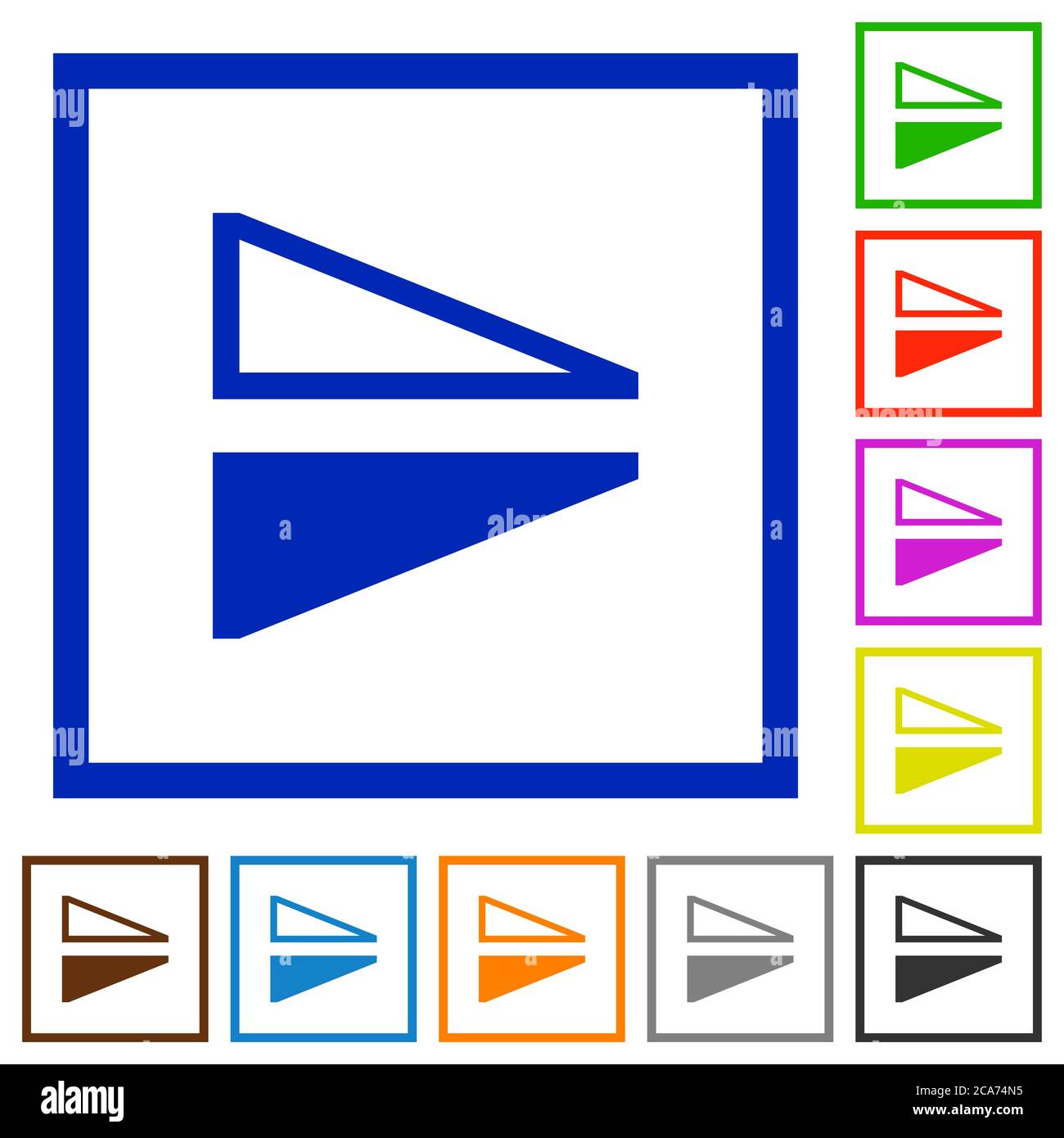Flip vertical flat color icons in square frames on white background ... Flip vertical flat color icons in square frames on white background ...