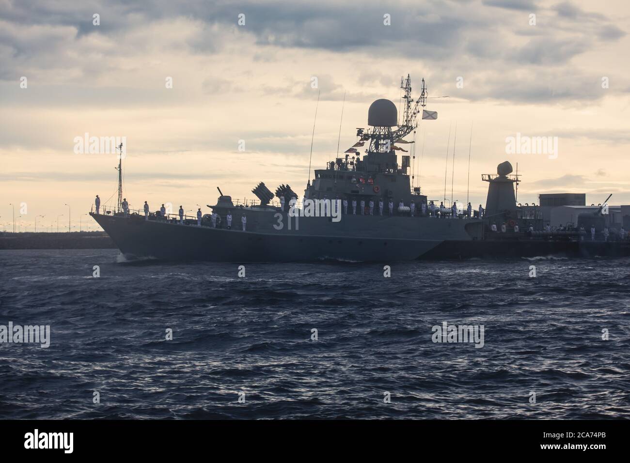 View of Russian Navy, modern russian military naval battleships ...