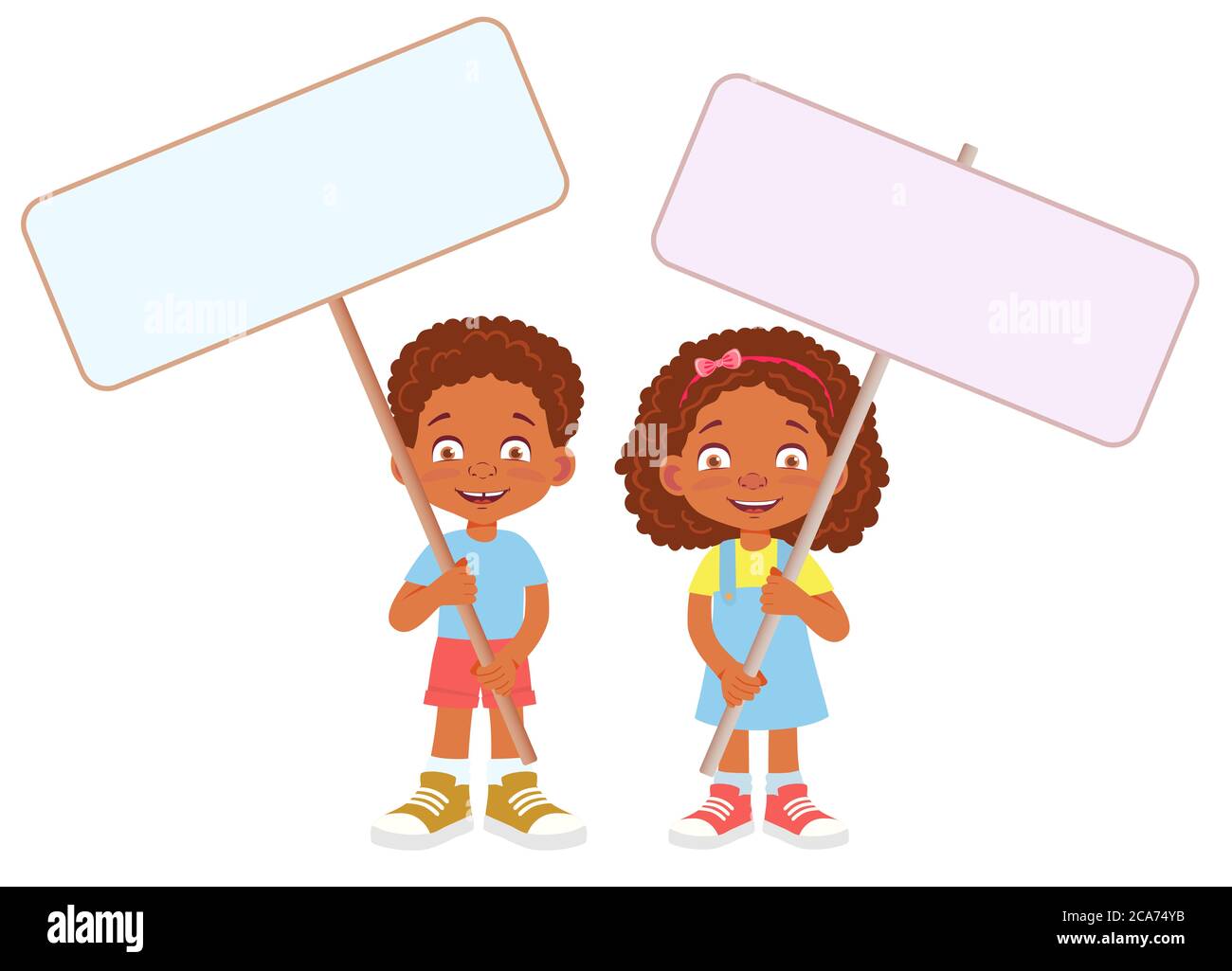 African Child holding banner. illustration Stock Photo - Alamy