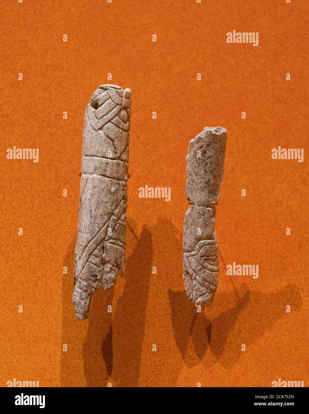 Carved human bones from the ruins of Monte Alban in the Monte Alban ...