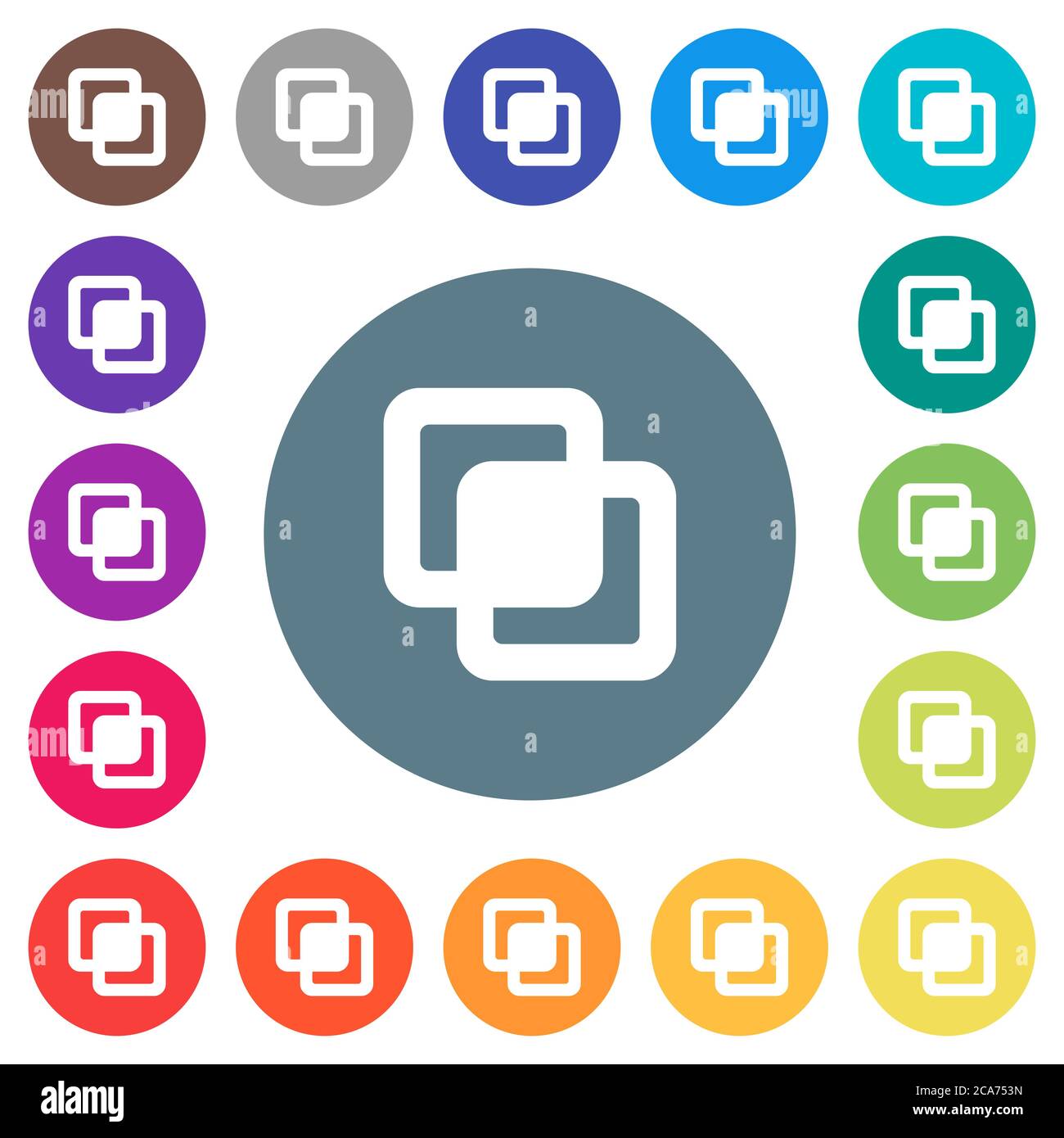 Intersect shapes flat white icons on round color backgrounds. 17 ...