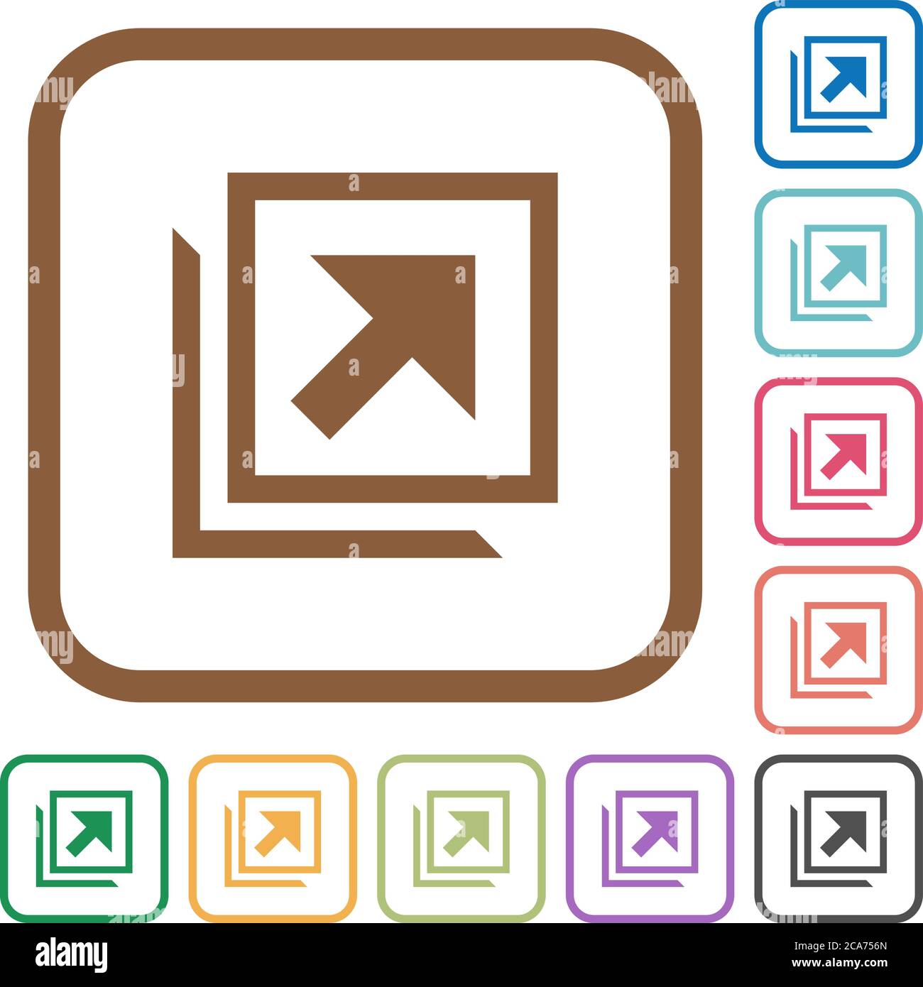 Open in new window simple icons in color rounded square frames on white background Stock Vector ...