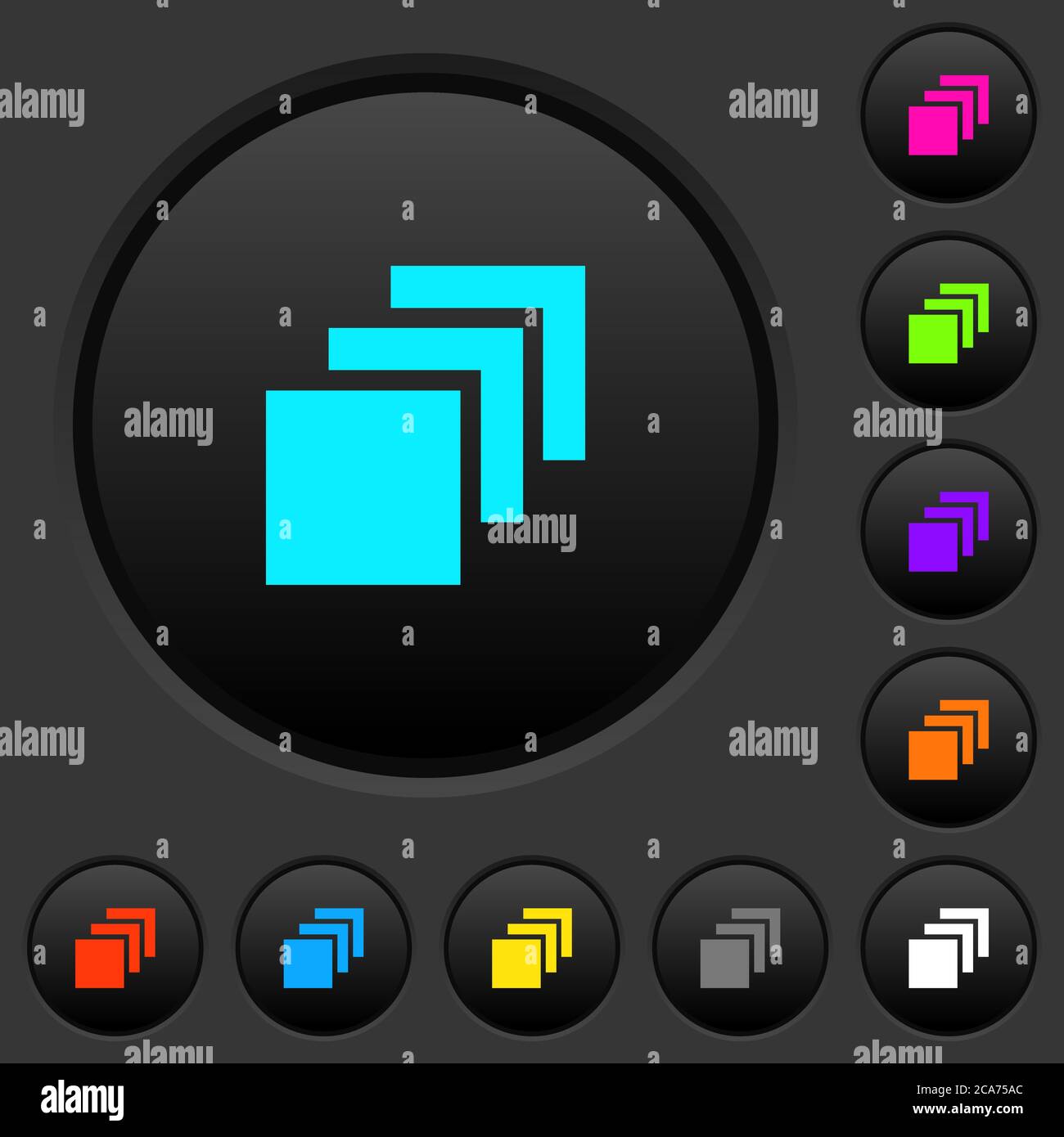 Multiple canvases dark push buttons with vivid color icons on dark grey ... Multiple canvases dark push buttons with vivid color icons on dark grey ...