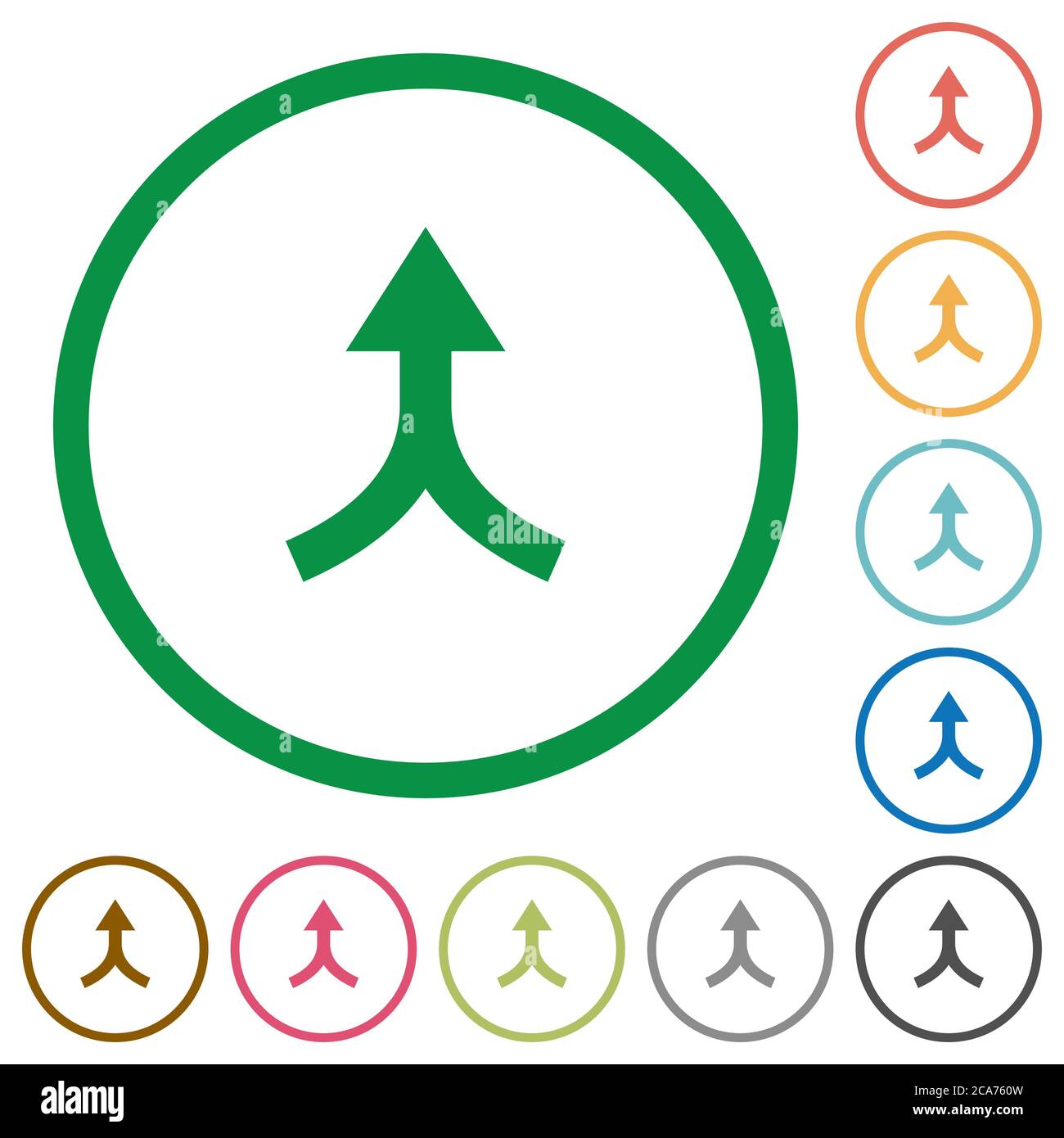 Merge Arrows Up Flat Color Icons In Round Outlines On White Background Stock Vector Image And Art