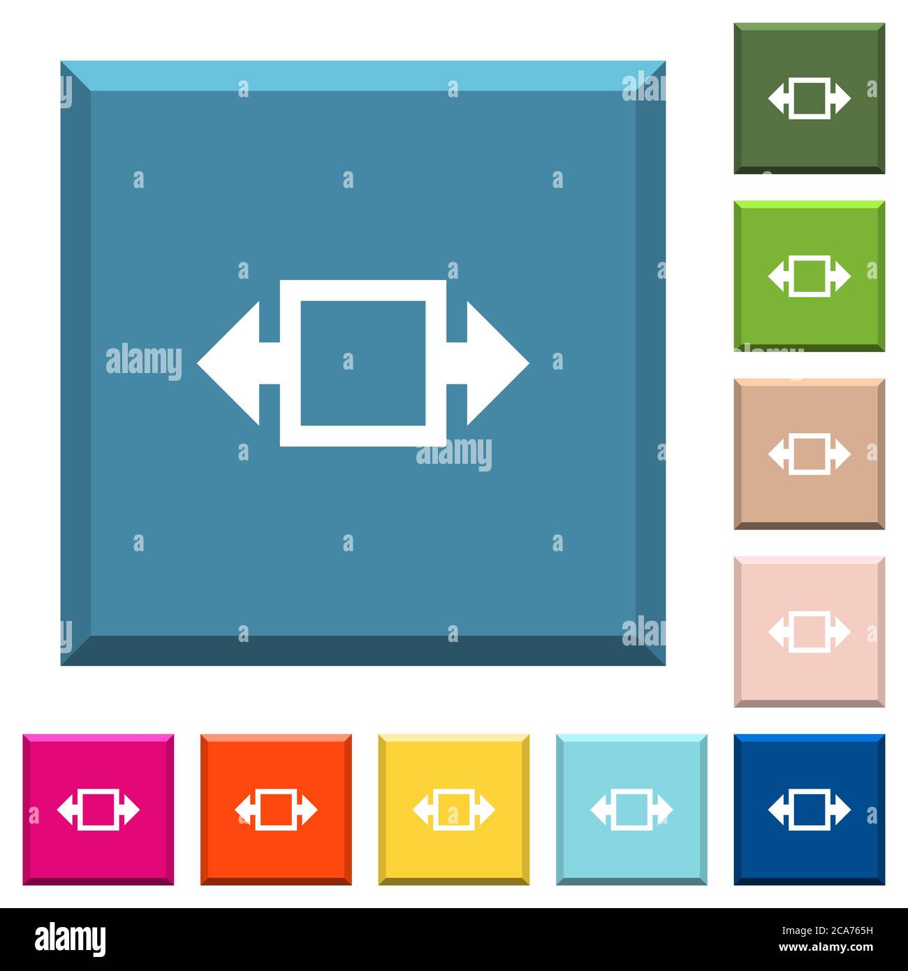 Width tool white icons on edged square buttons in various trendy colors ...