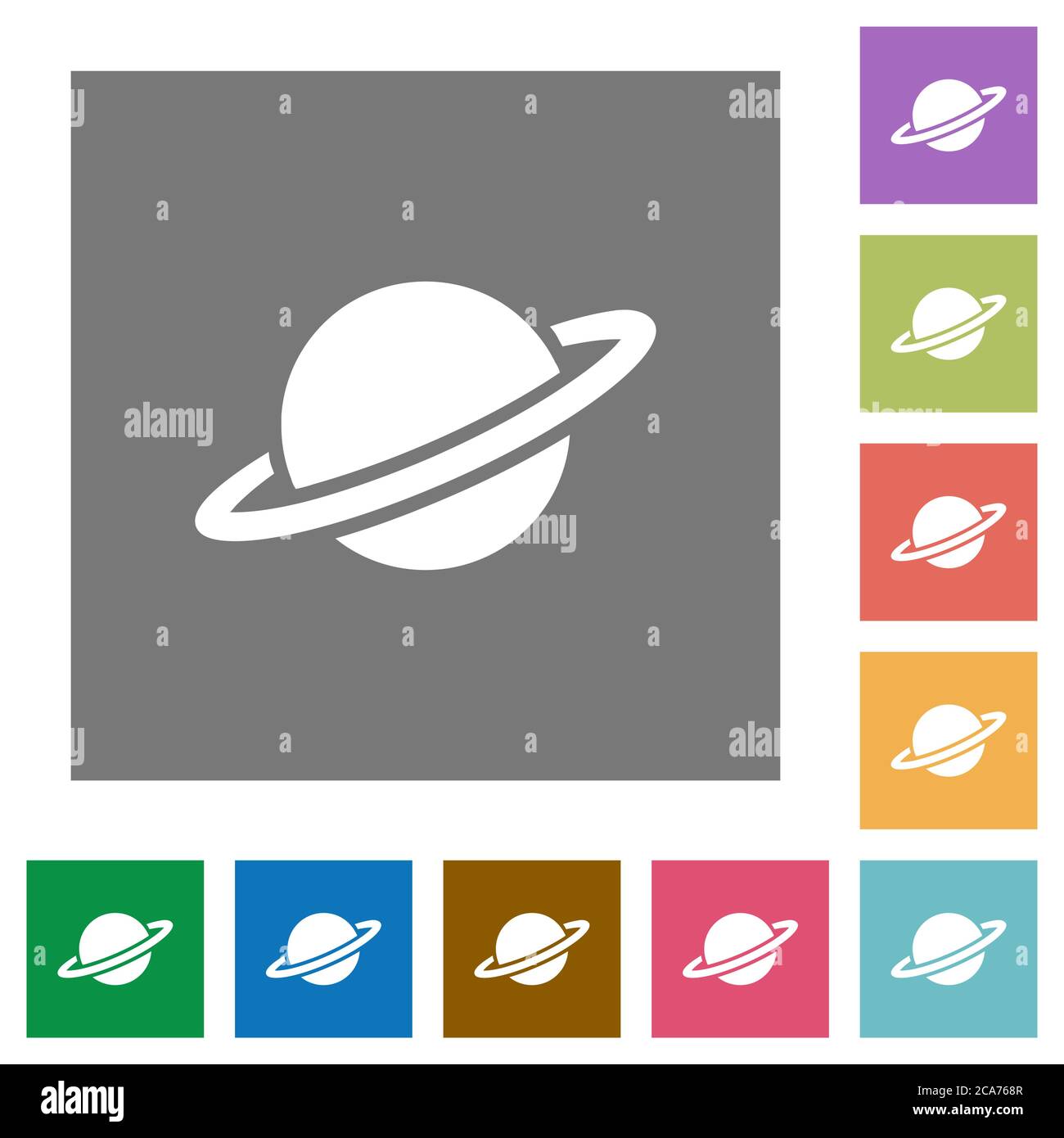 Planet flat icons on simple color square backgrounds Stock Vector Image ...
