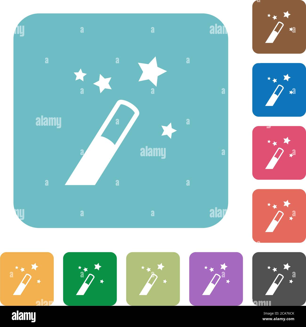 Application wizard white flat icons on color rounded square backgrounds ...