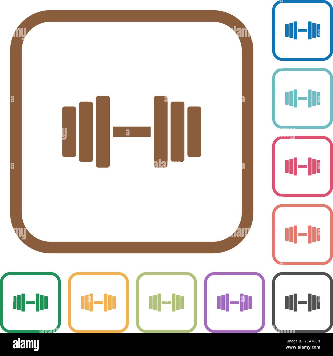 Gym simple icons in color rounded square frames on white background ...