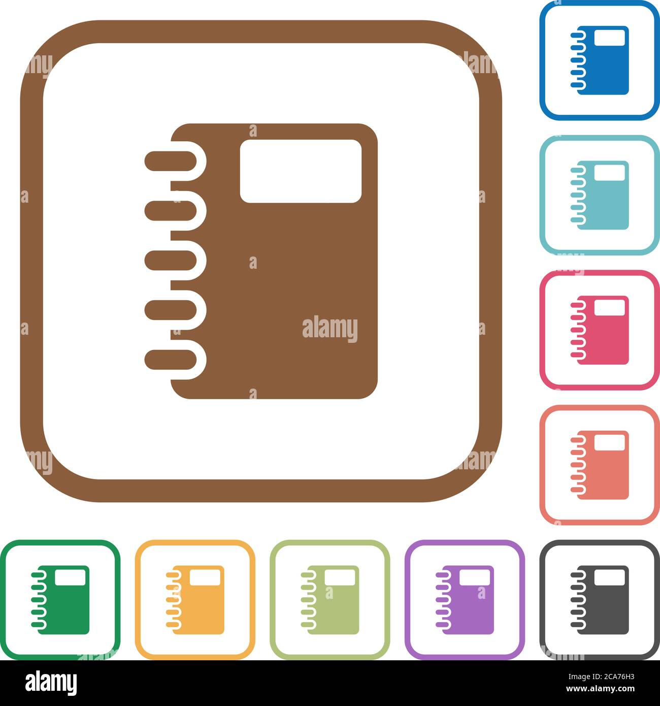 Spiral notebook simple icons in color rounded square frames on white background Stock Vector ...