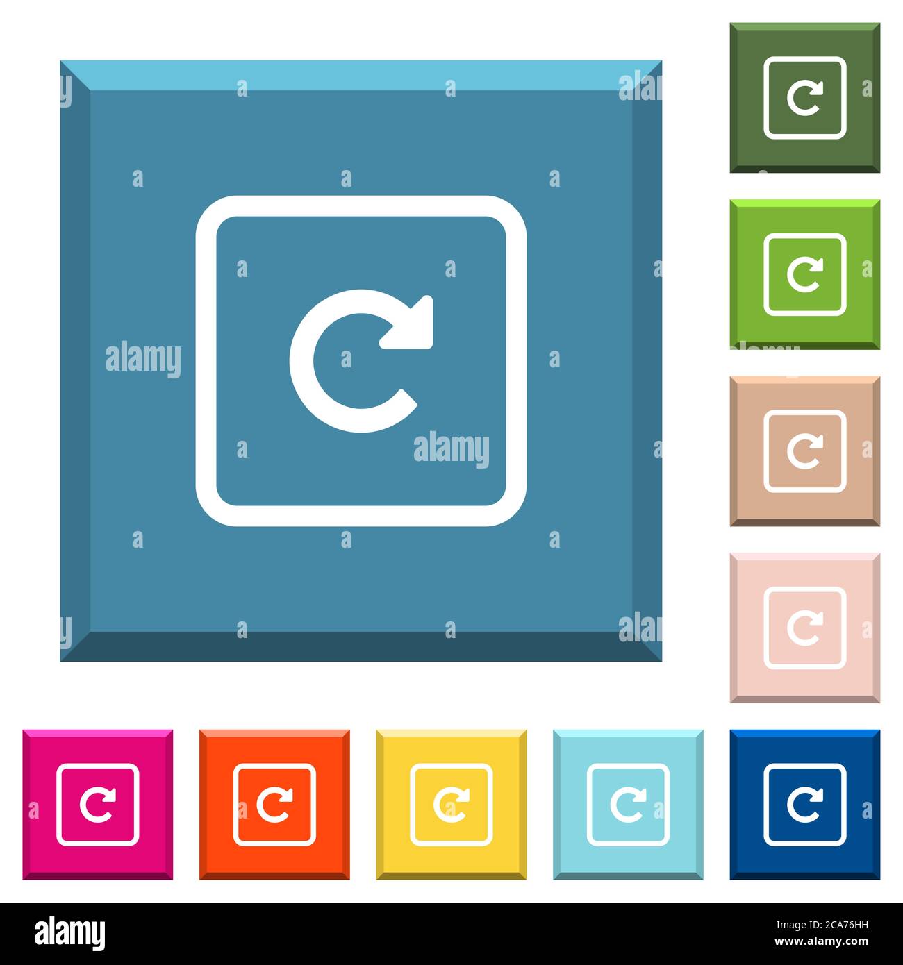 Rotate object right white icons on edged square buttons in various ...