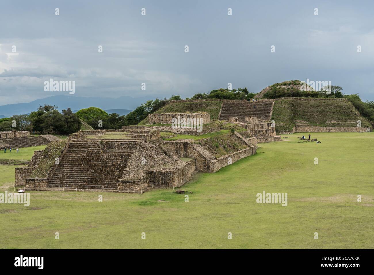 A view of the pyramids in the center of the Main Plaza and the South ...