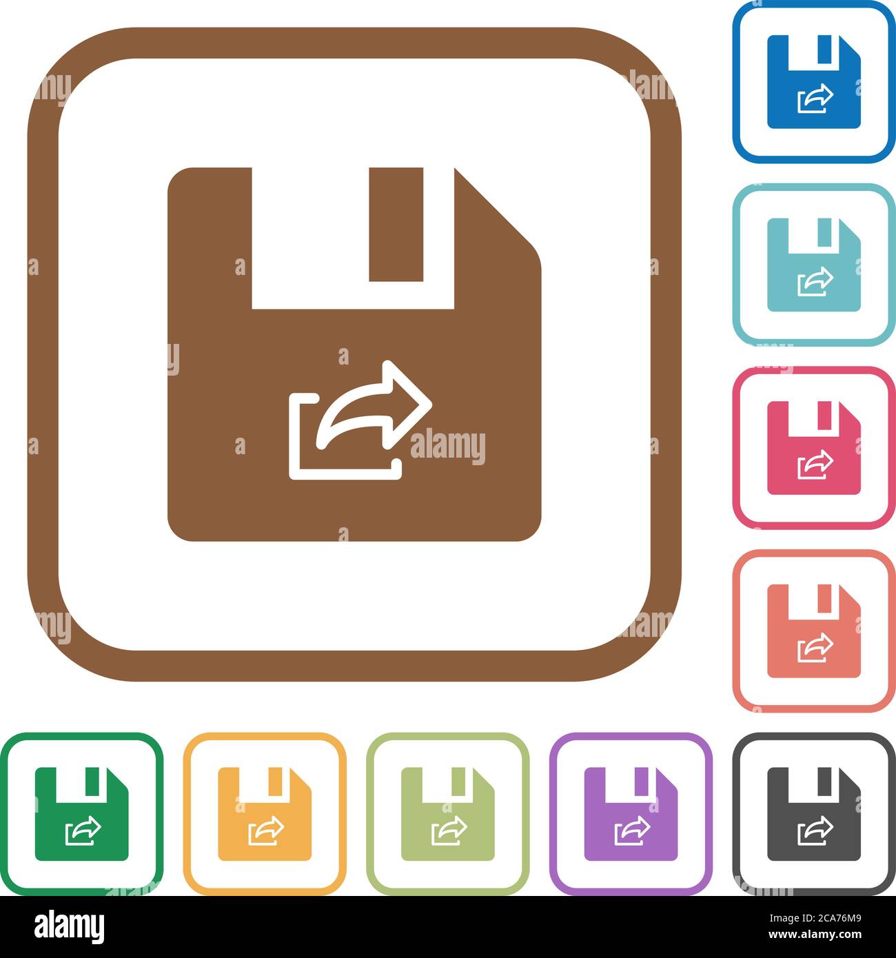 Export file simple icons in color rounded square frames on white ...