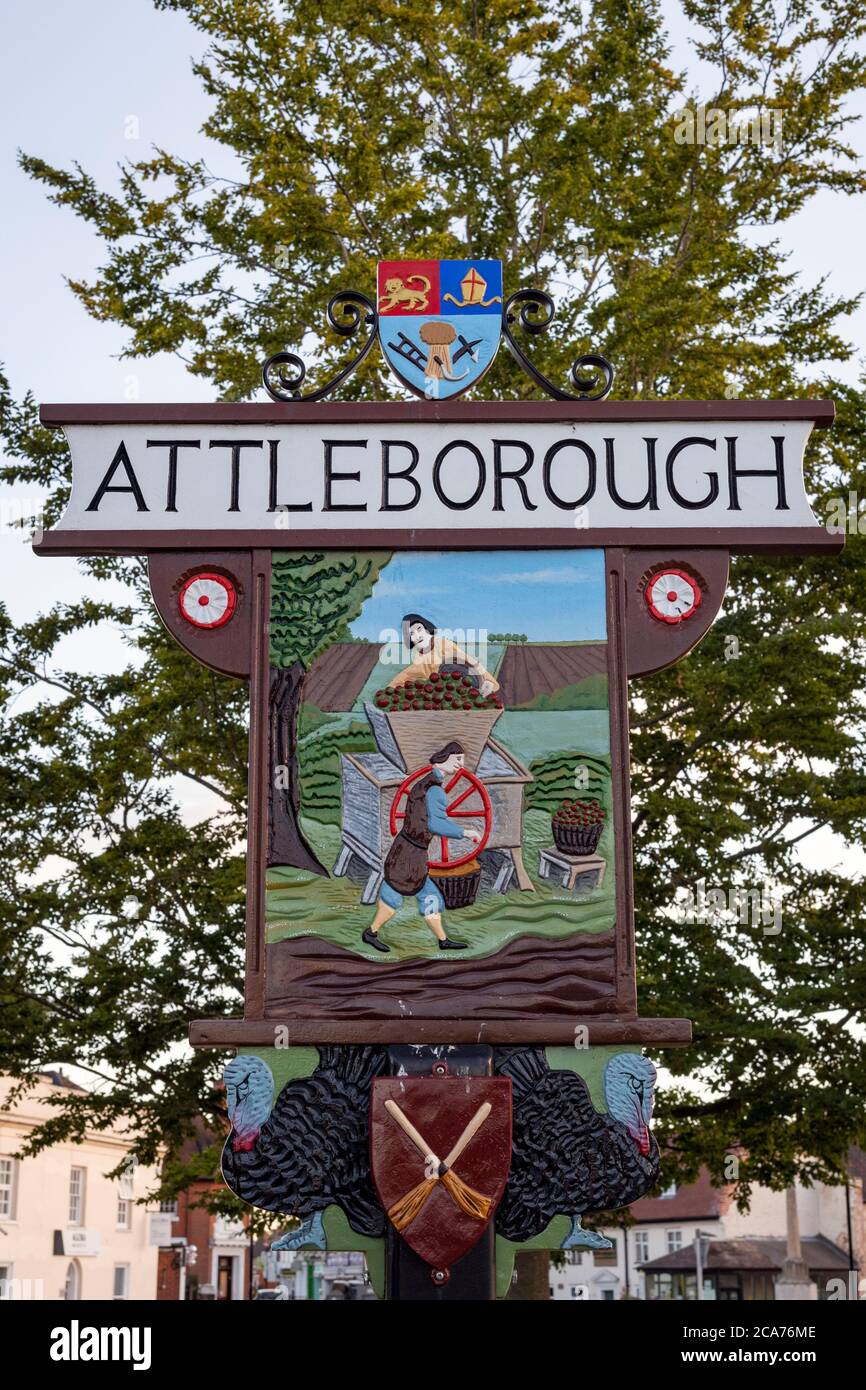 Town sign at Attleborough, Norfolk Stock Photo - Alamy