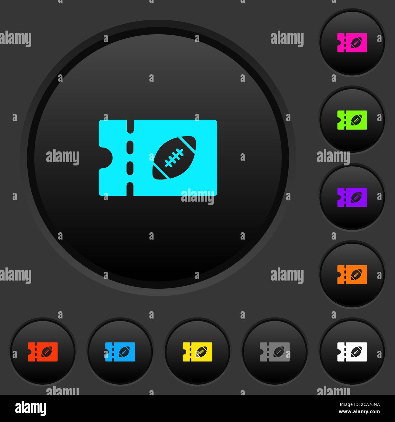Rugby discount coupon dark push buttons with vivid color icons on dark ...