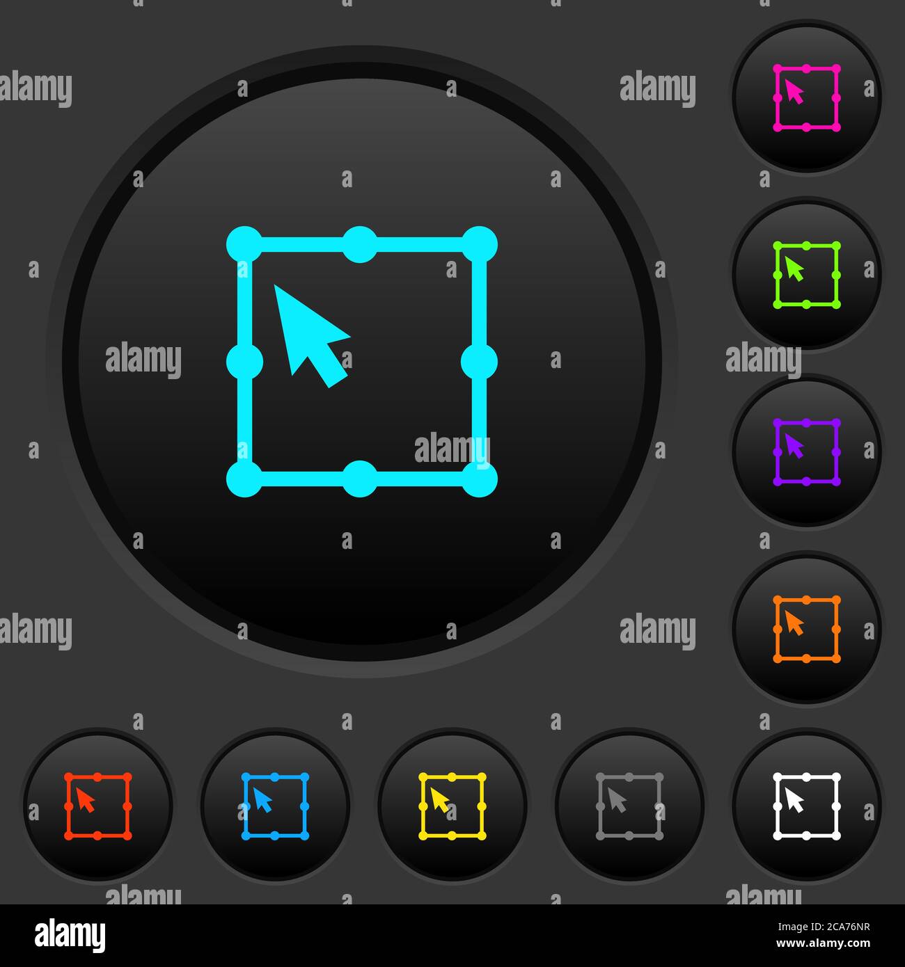 Free transform object dark push buttons with vivid color icons on dark ...