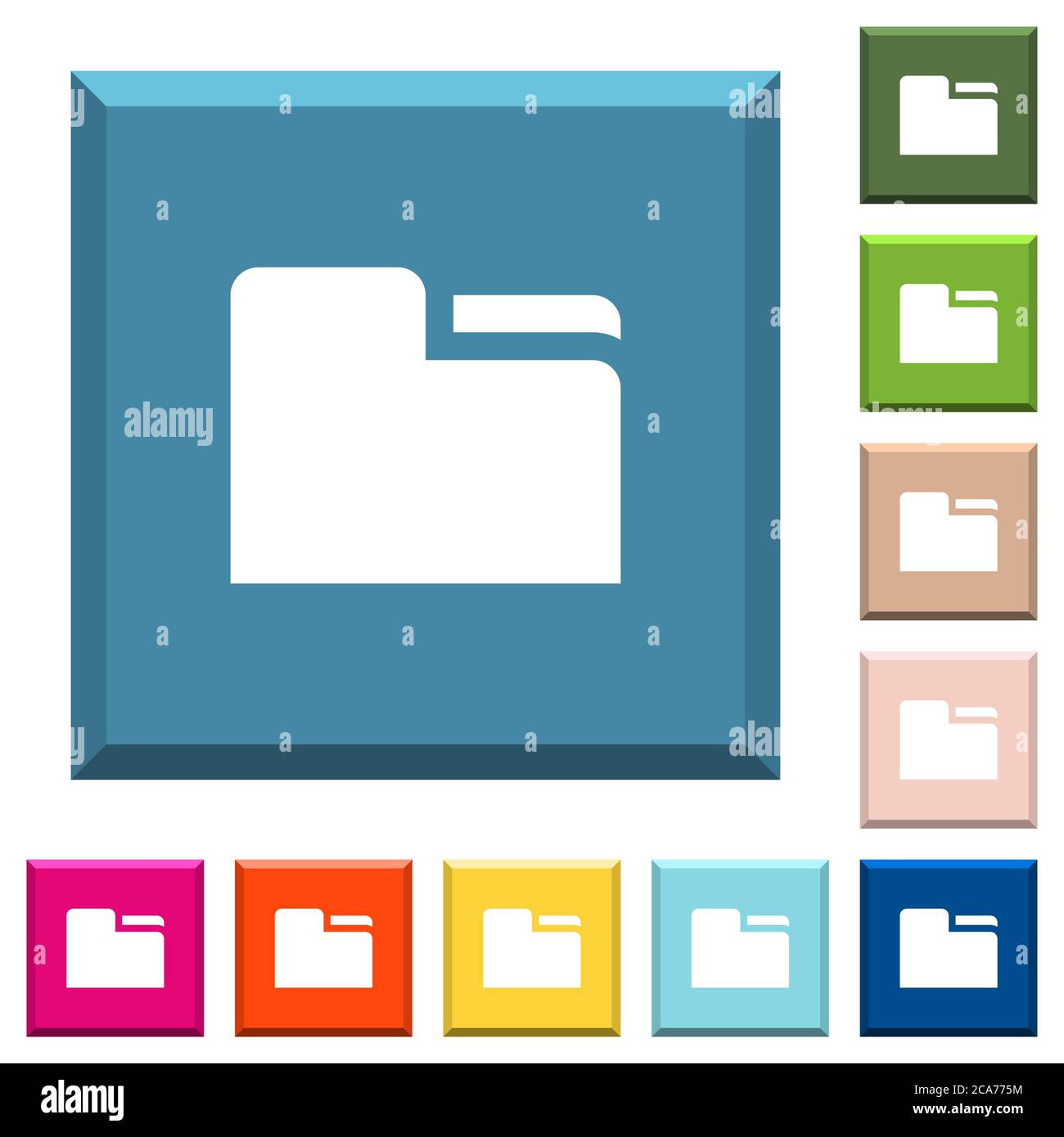 Tab folder white icons on edged square buttons in various trendy colors ...