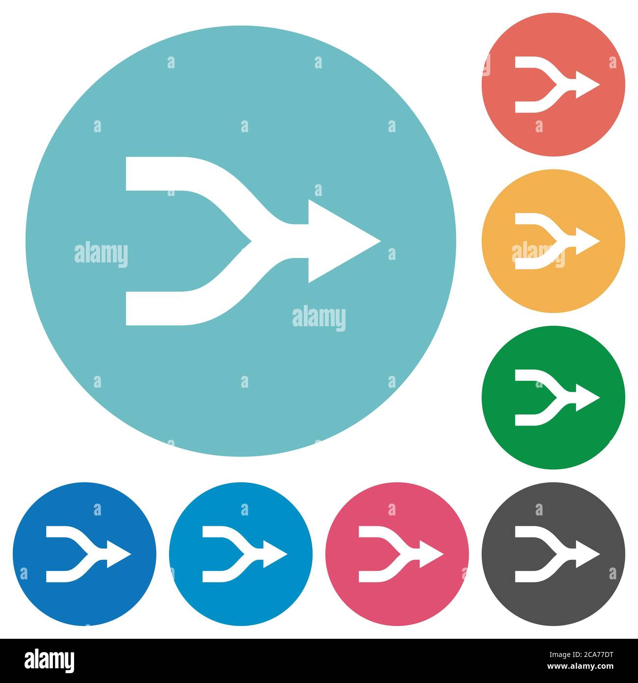 Merge arrows flat white icons on round color backgrounds Stock Vector ...