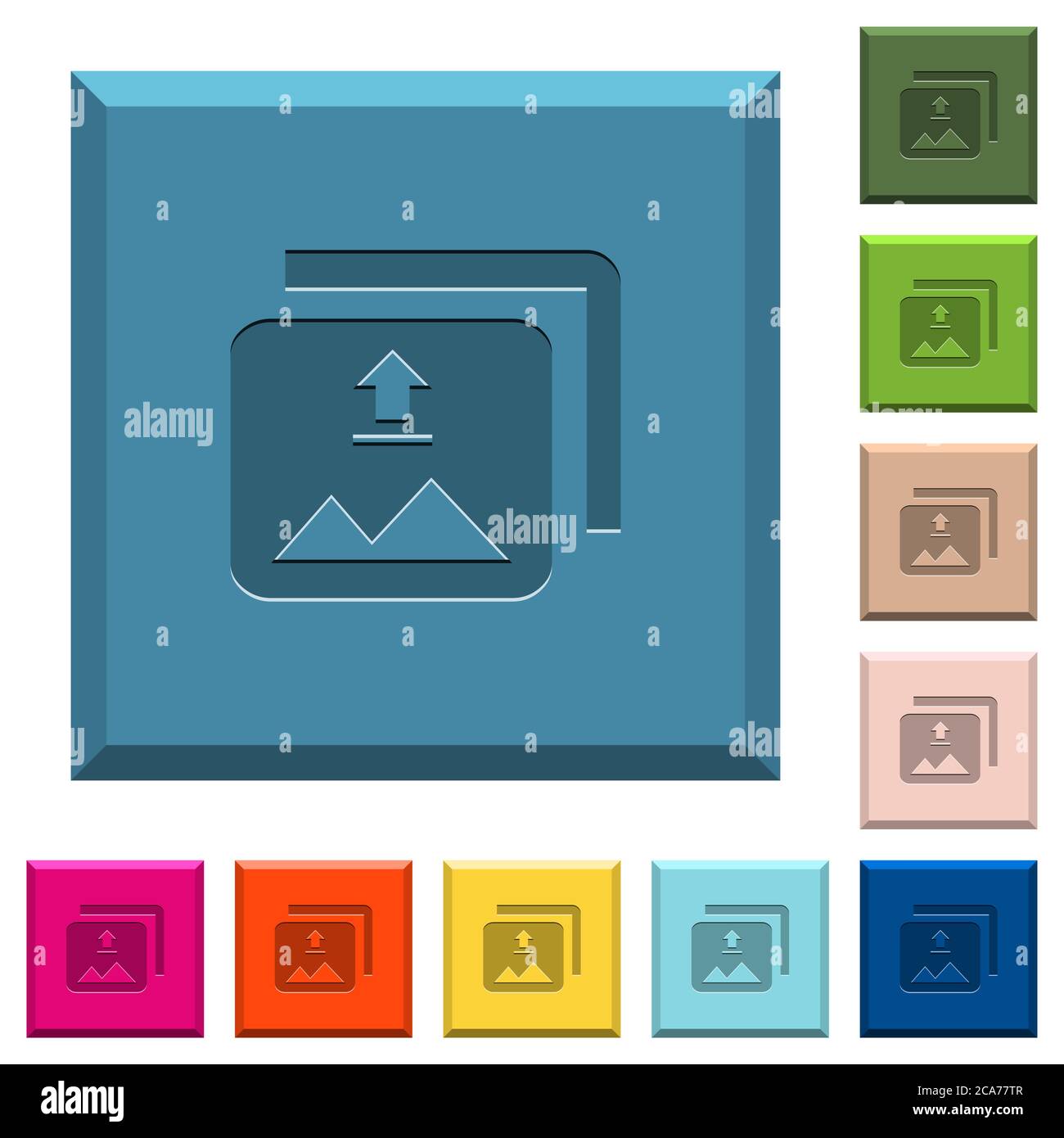 Upload multiple images engraved icons on edged square buttons in ...