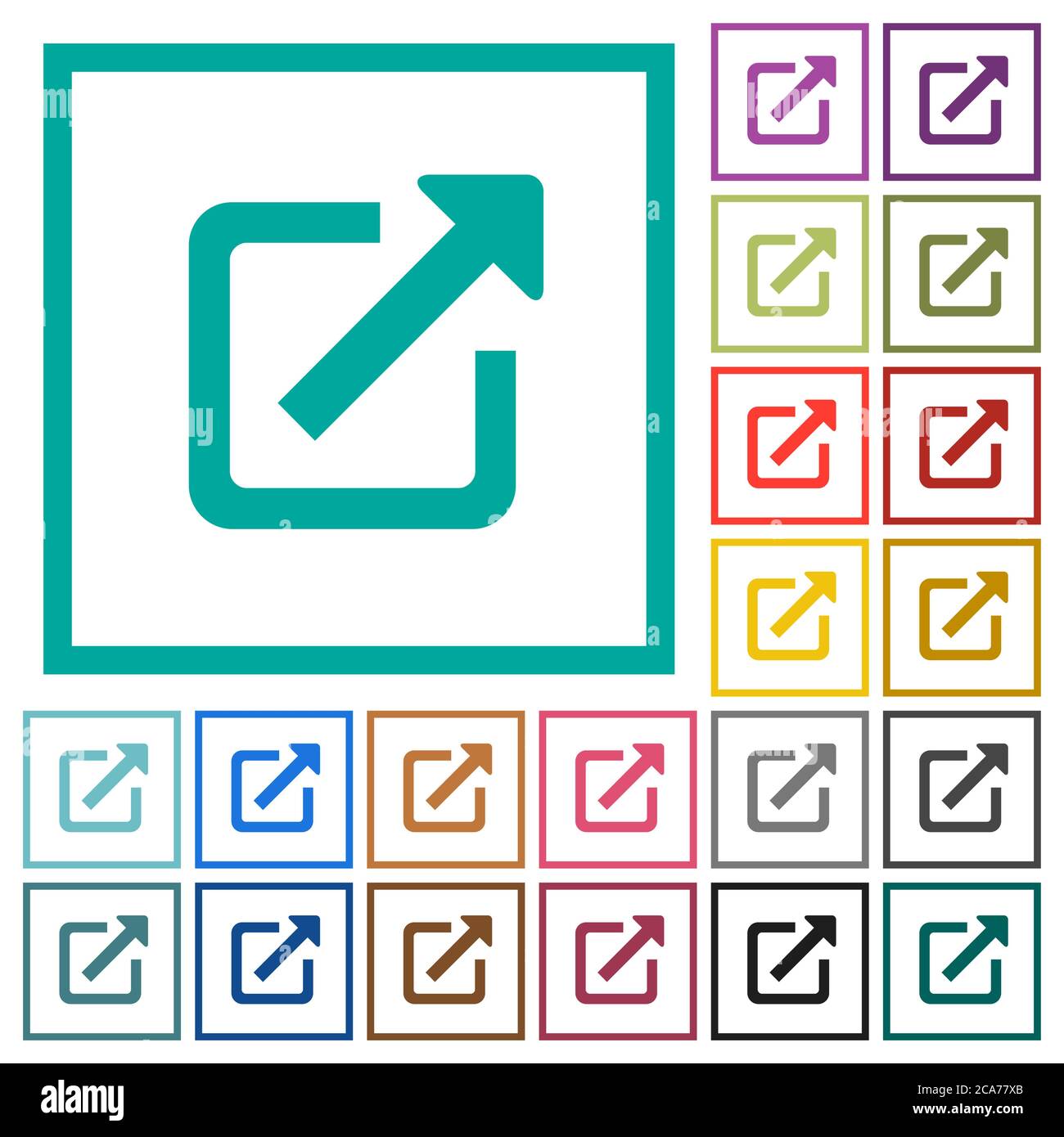 Open in new window flat color icons with quadrant frames on white ...