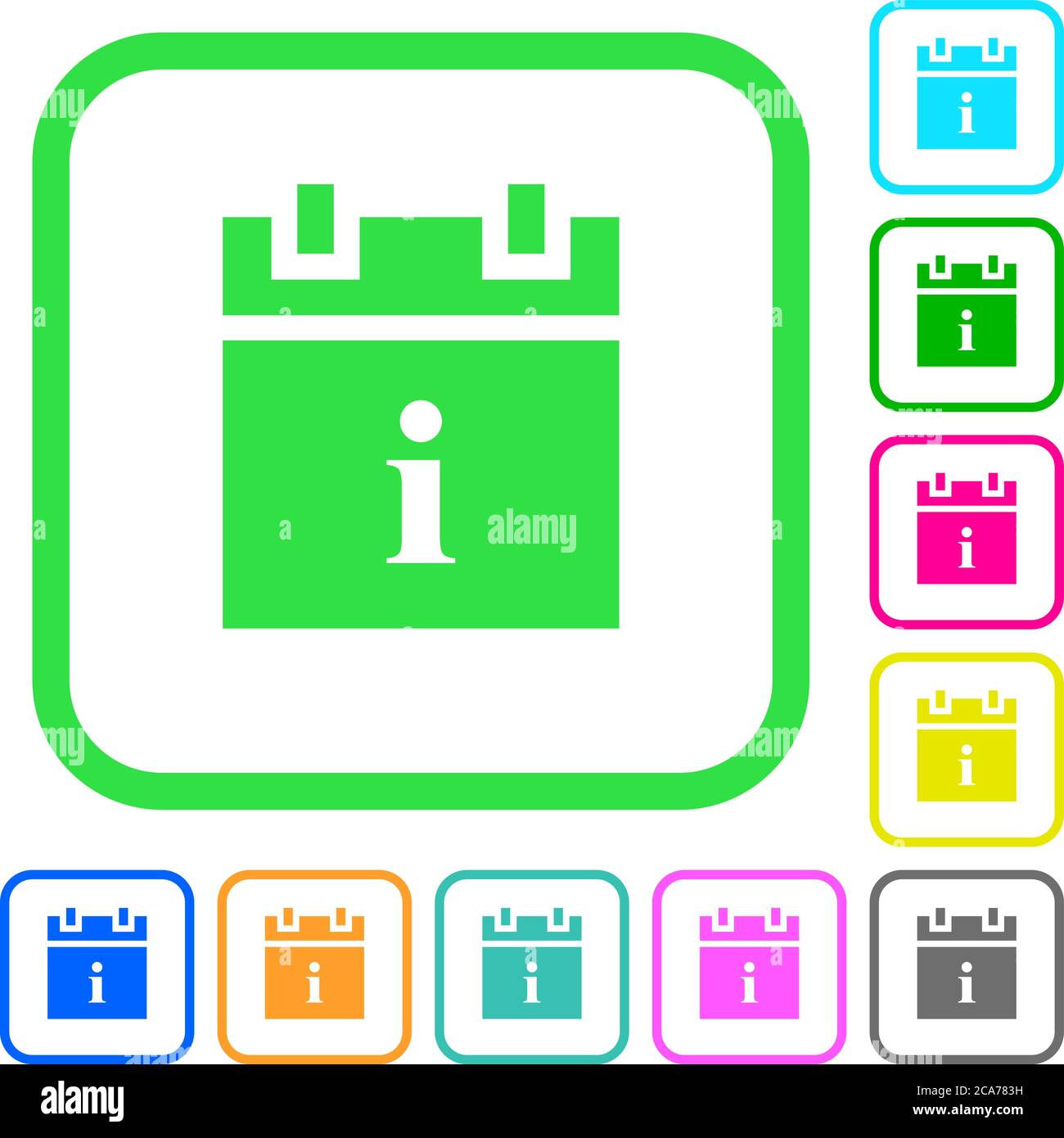 Schedule info vivid colored flat icons in curved borders on white ...