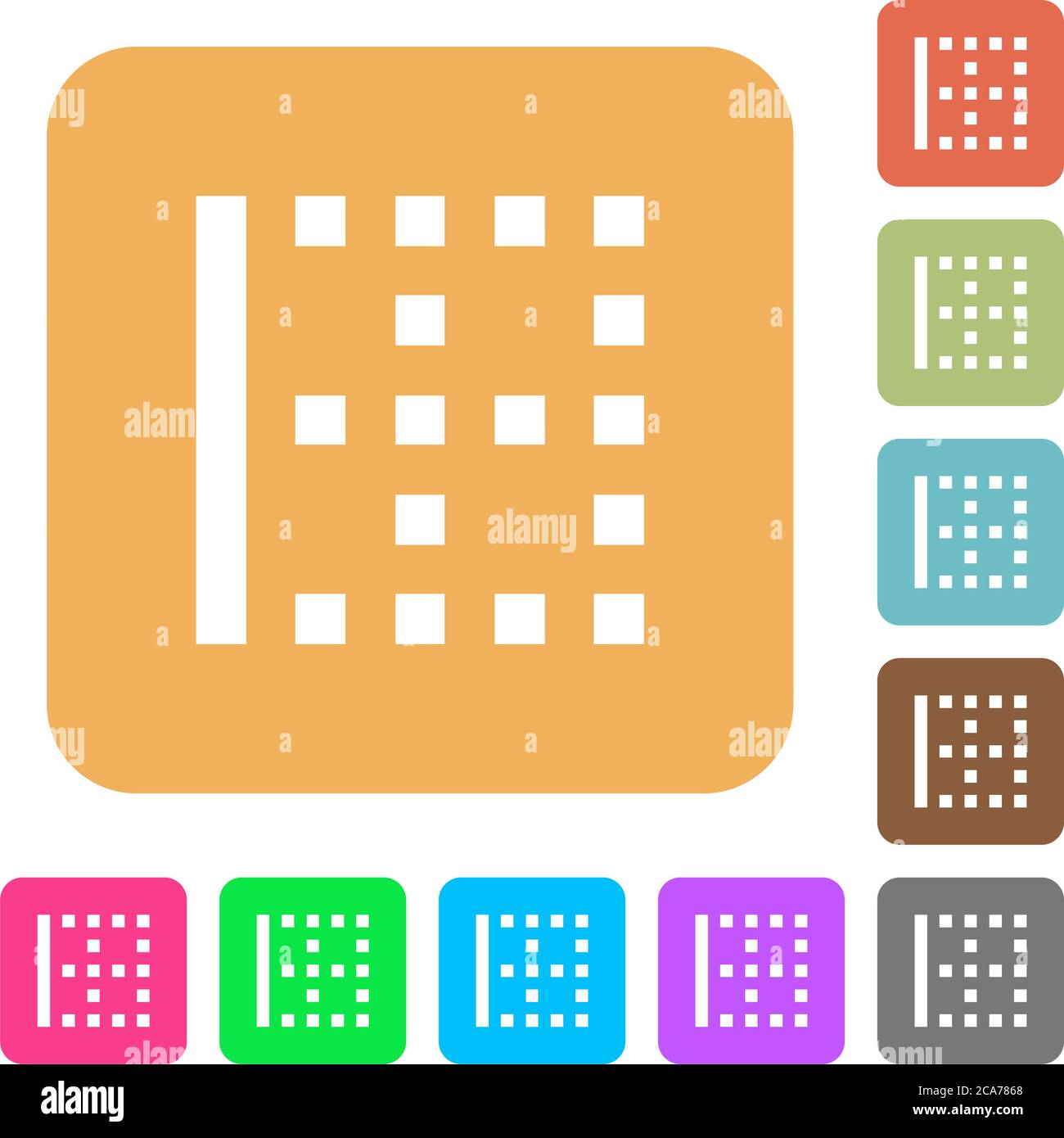 Left border flat icons on rounded square vivid color backgrounds Stock ...