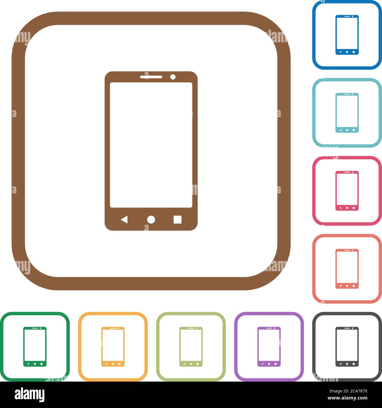 Modern mobile phone with three button simple icons in color rounded ...