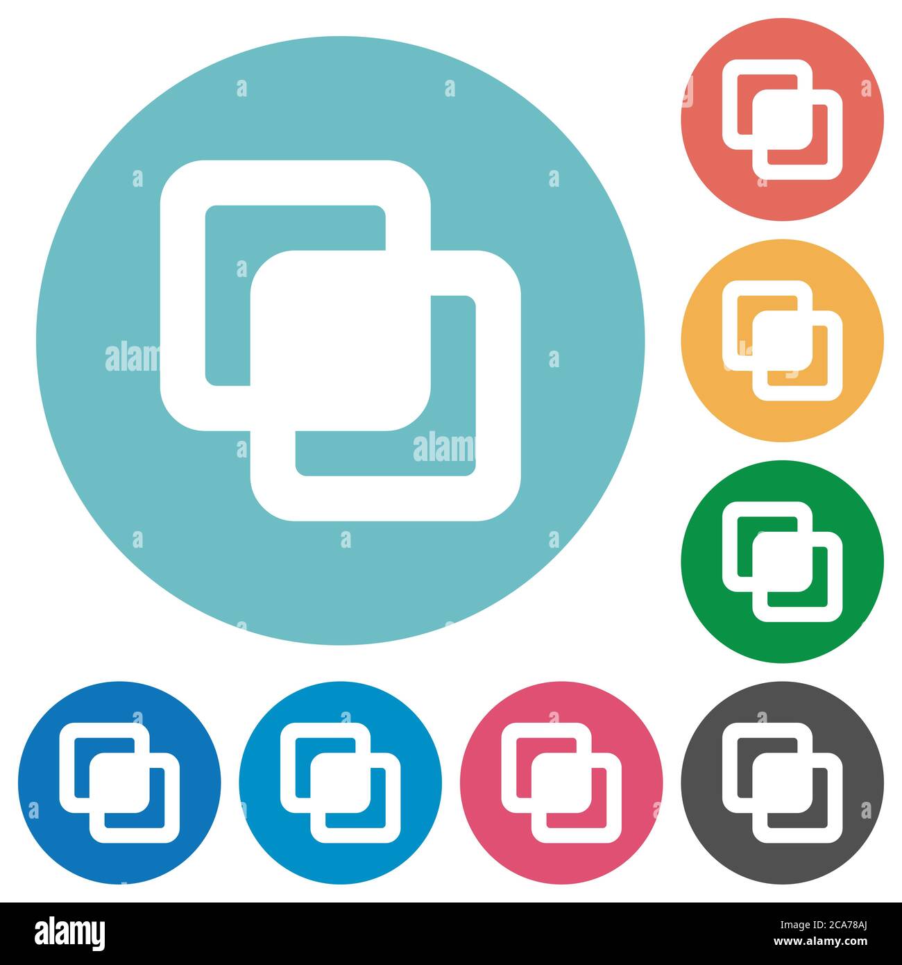 Intersect shapes flat white icons on round color backgrounds Stock ...