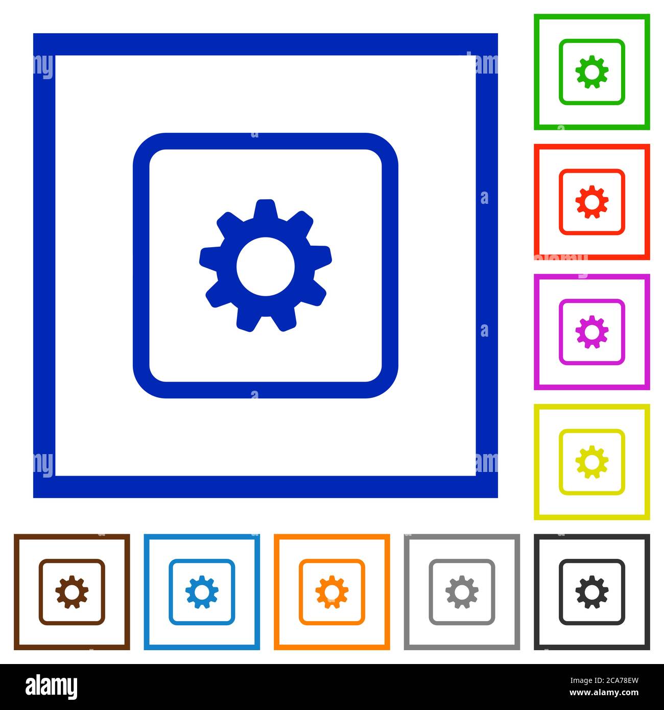 Object settings flat color icons in square frames on white background ...
