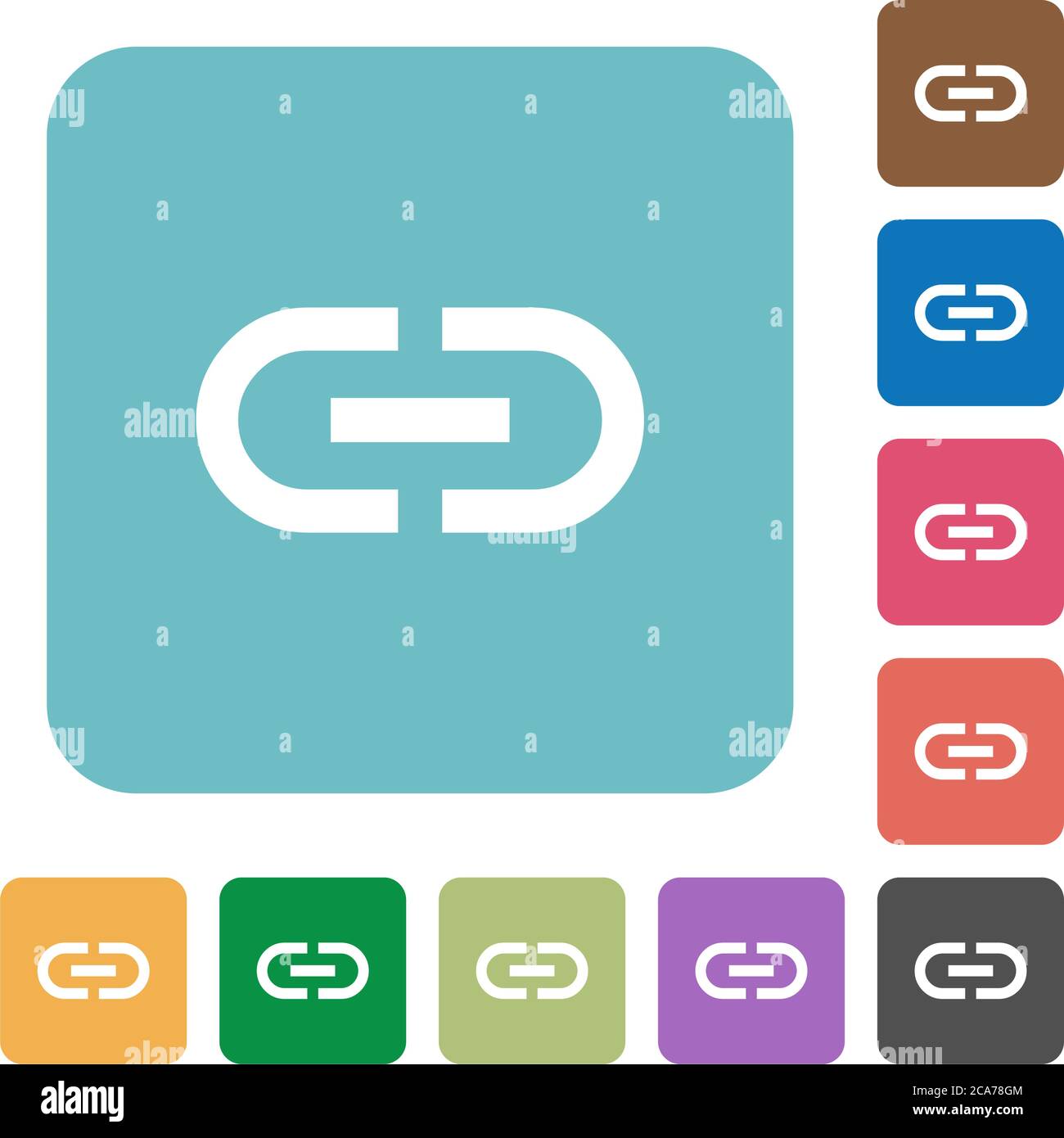 Insert link white flat icons on color rounded square backgrounds Stock ...