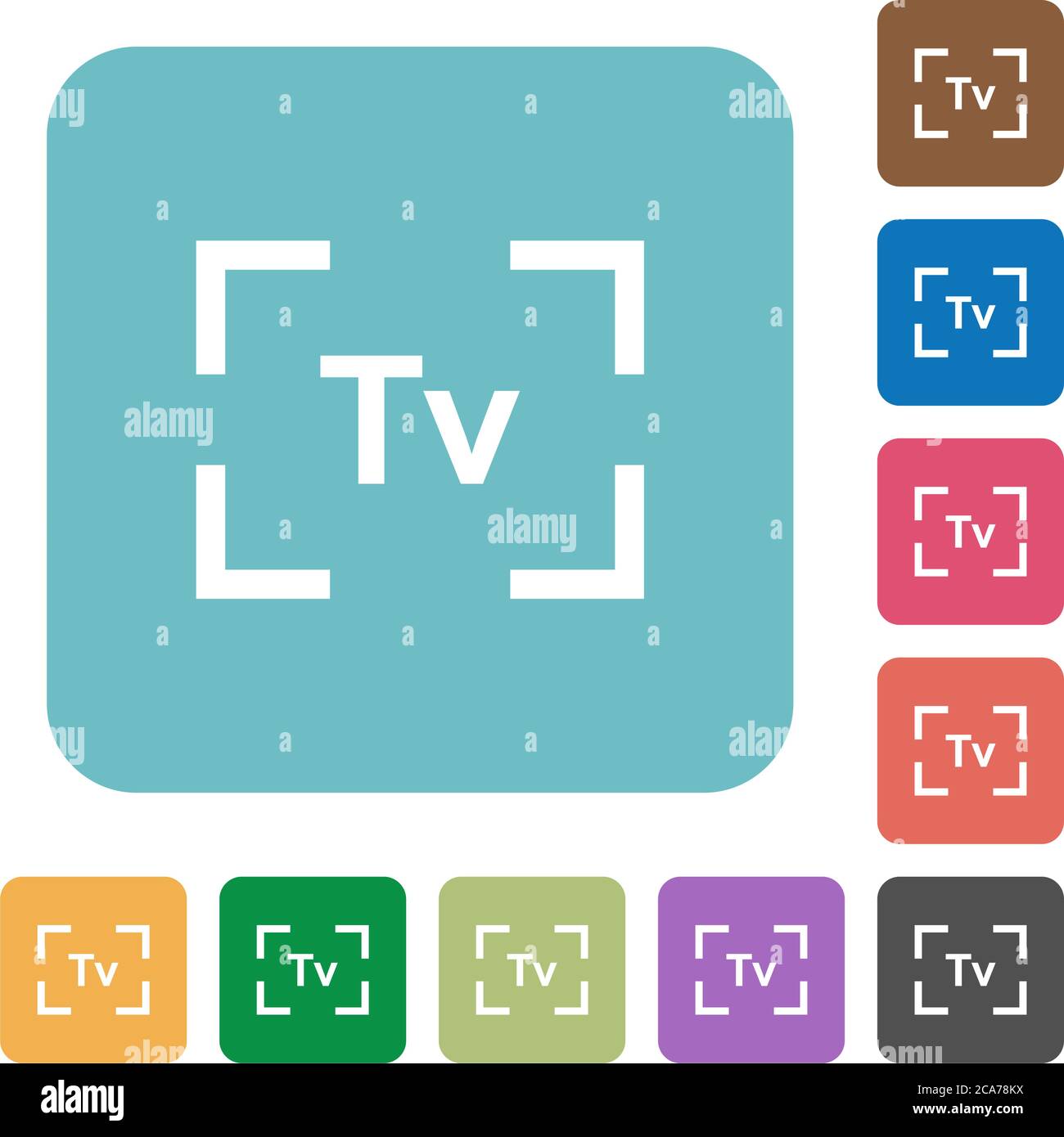 Camera time value mode white flat icons on color rounded square ...