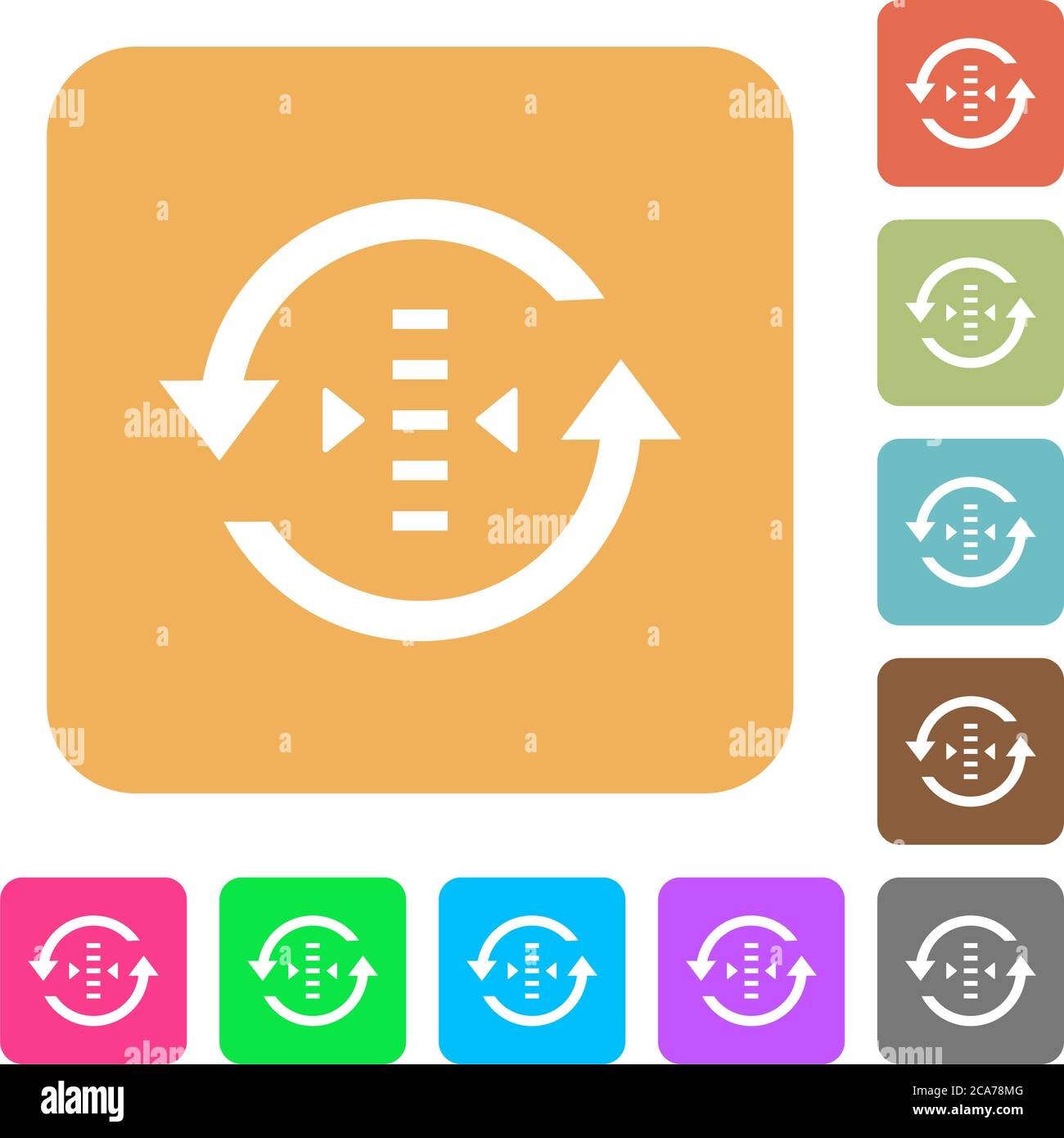 Adjust refresh rate flat icons on rounded square vivid color backgrounds Stock Vector Image ...