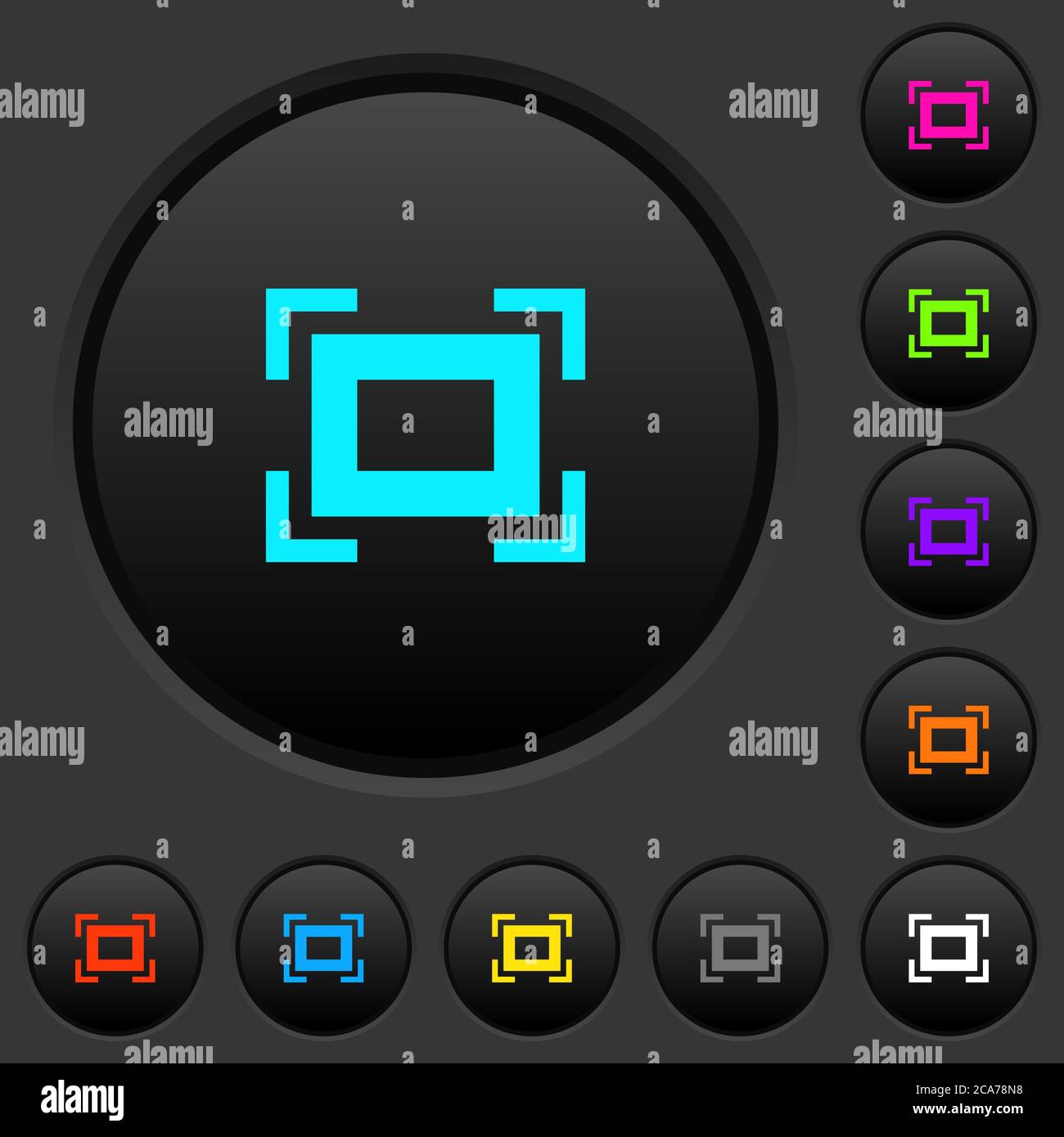 Full screen dark push buttons with vivid color icons on dark grey background Stock Vector Image ...