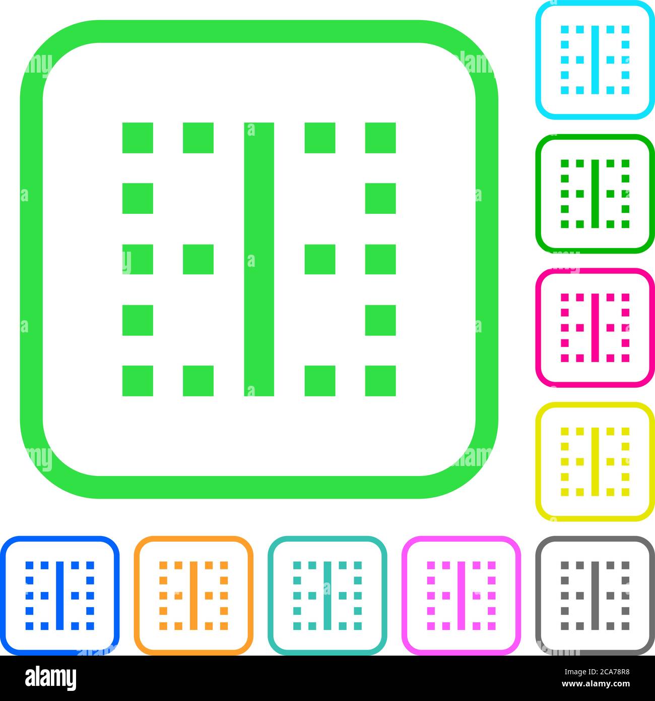 Vertical border vivid colored flat icons in curved borders on white ...